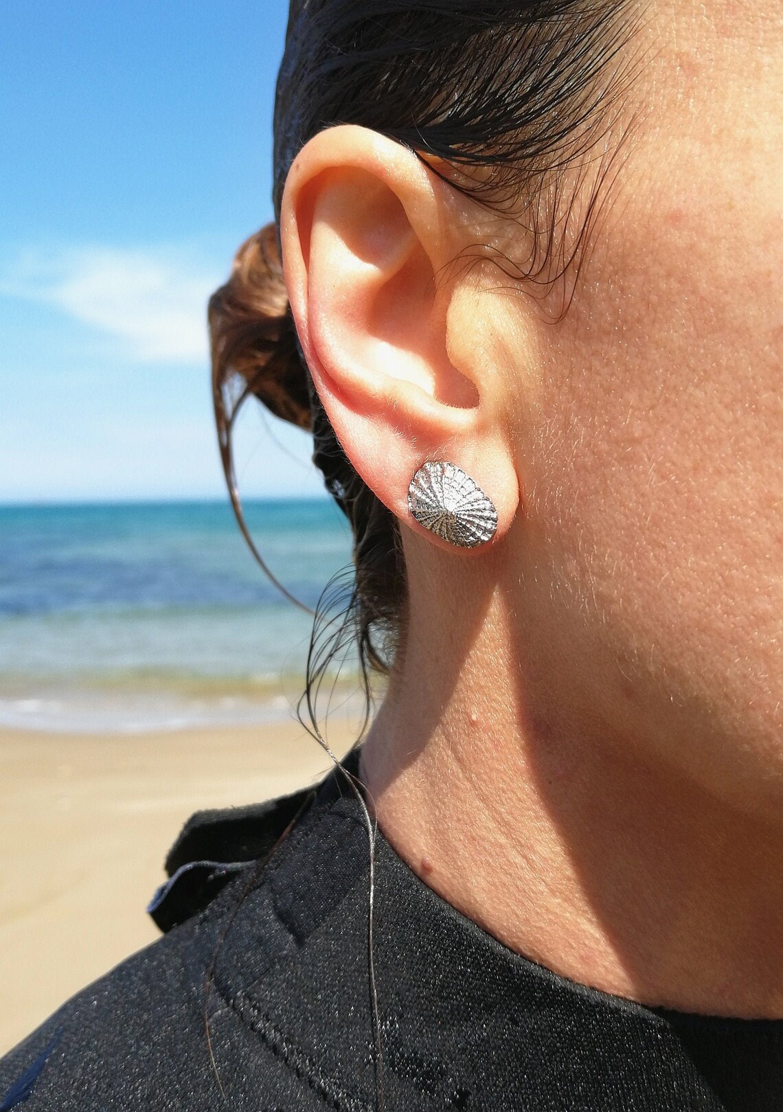 Seashell earrings / Sterling silver / Beach earrings / Beach | Etsy