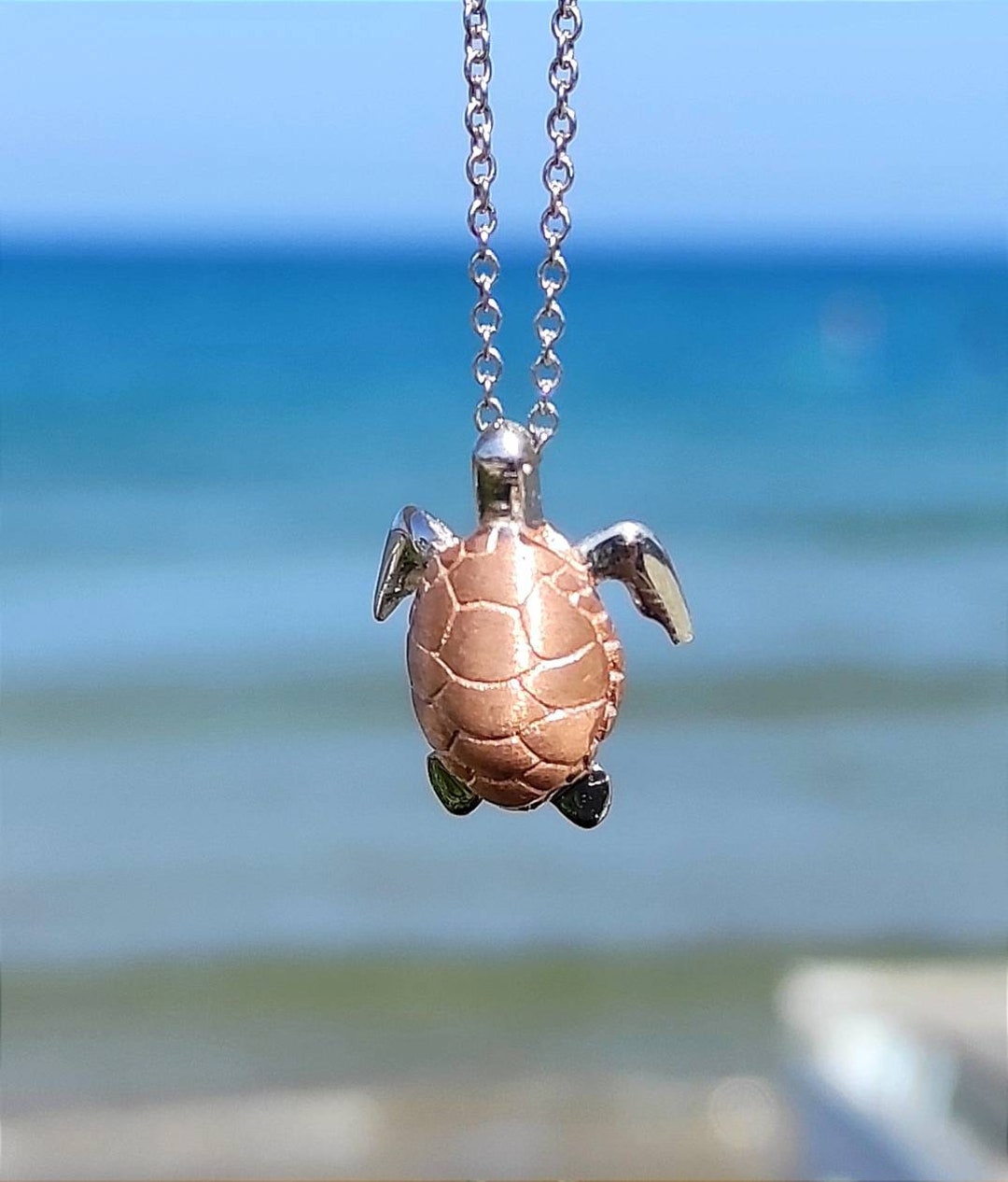 Turtles Necklace Sterling Silver 4 Colors Pink-yellow-white-carbon ...