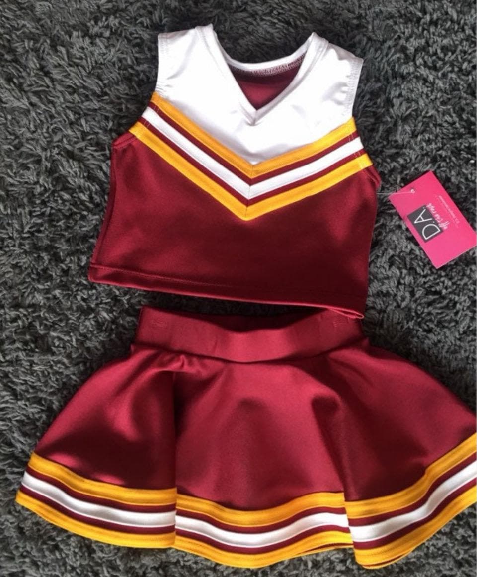 Girls Cheer Outfit Burgundy/yellow/white Available in Several Sizes - Etsy