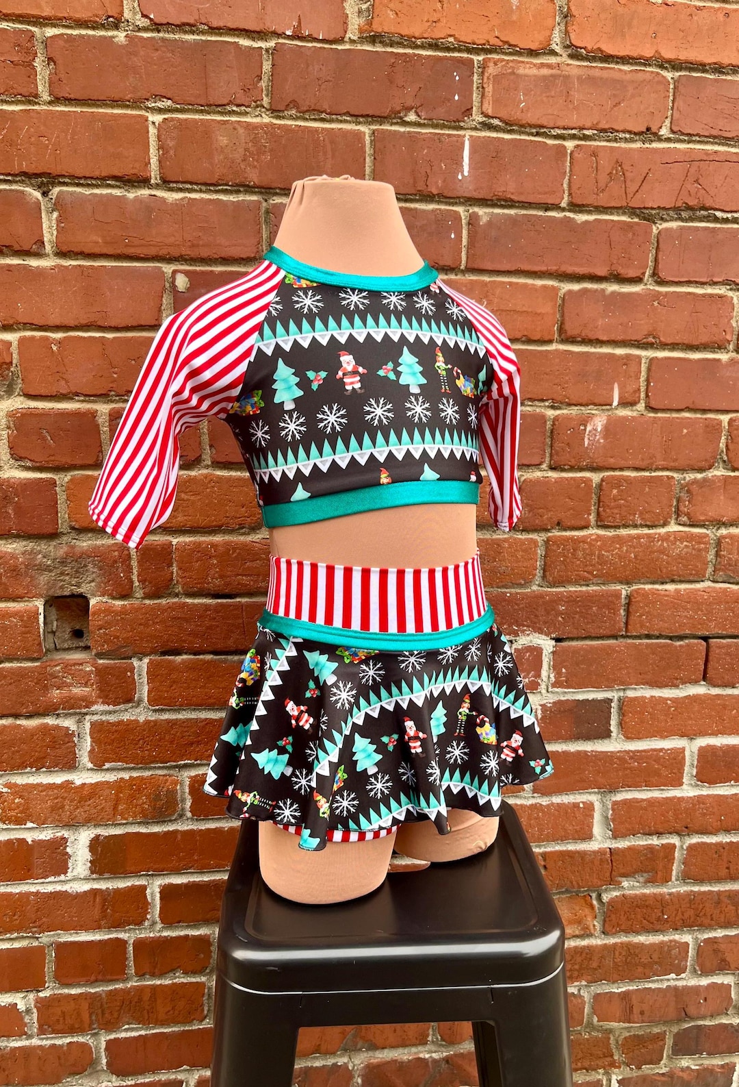 Christmas Candy Cane Child’s Dance Outfit 2pc Top and Shorts - Etsy
