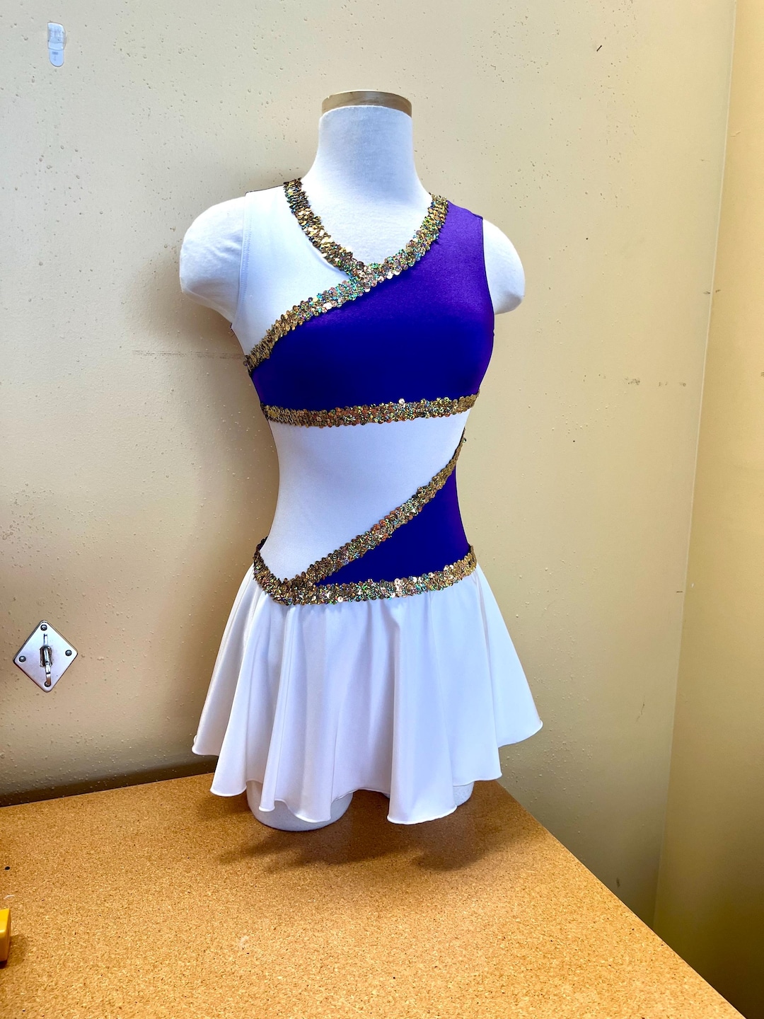 Majorette Dress Purple and White With Gold Sequins Adult S - Etsy