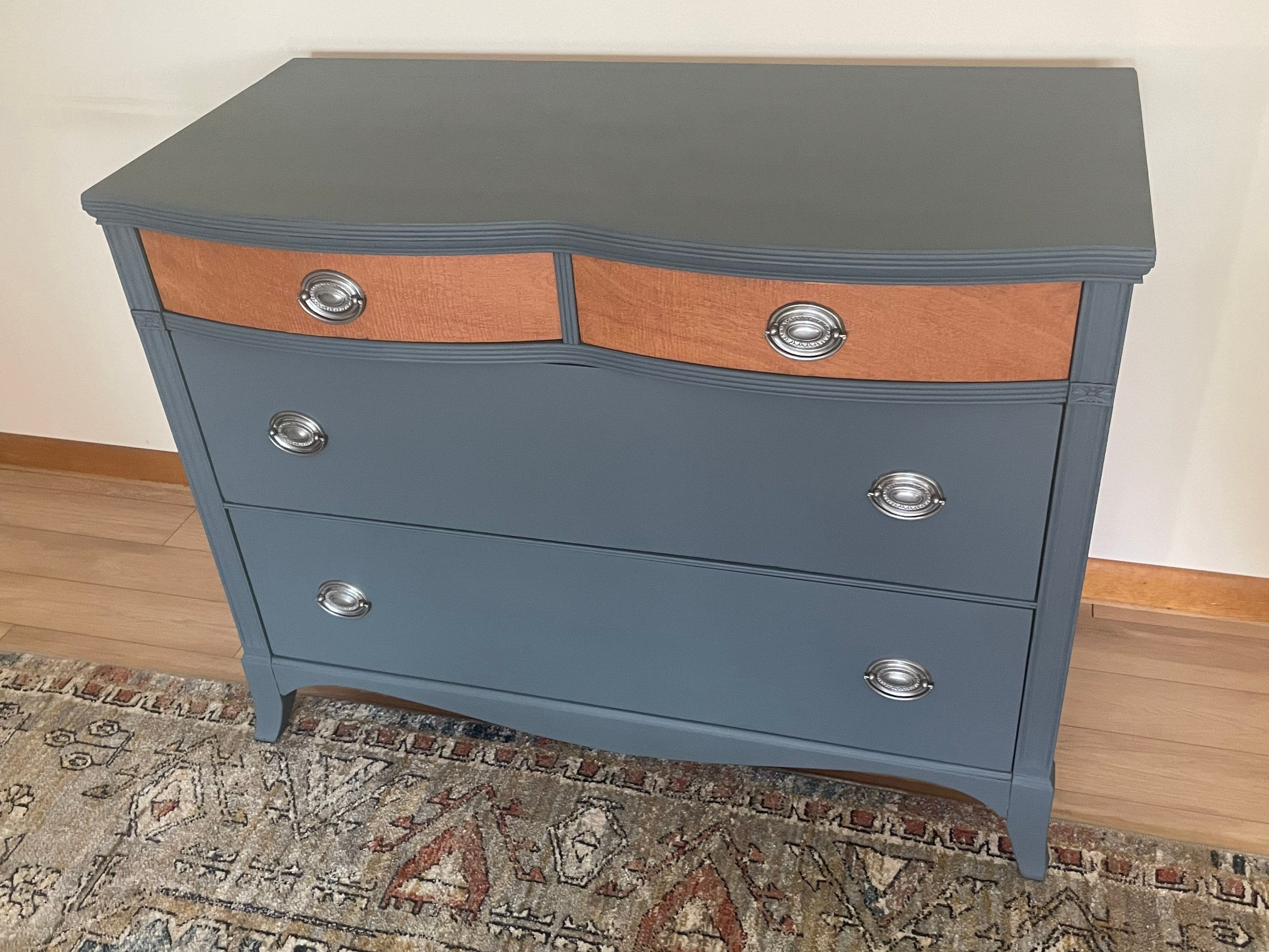 Vintage Slate Blue Mahogany Dresser: Federal Style, Refinished - Etsy