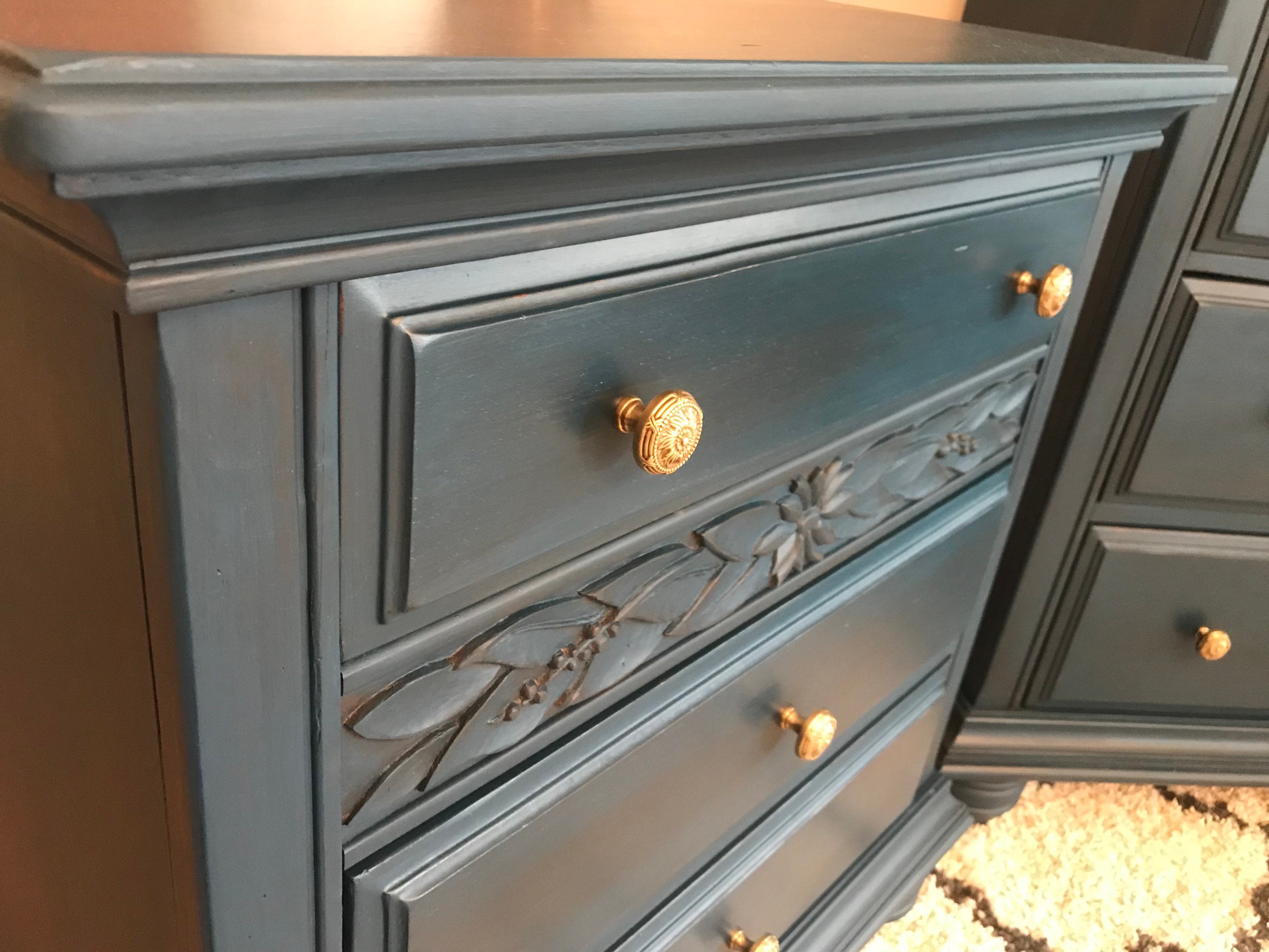Sold!!!!! Do Not Purchase!!!!!! Teal Dresser and Nightstands, Navy ...
