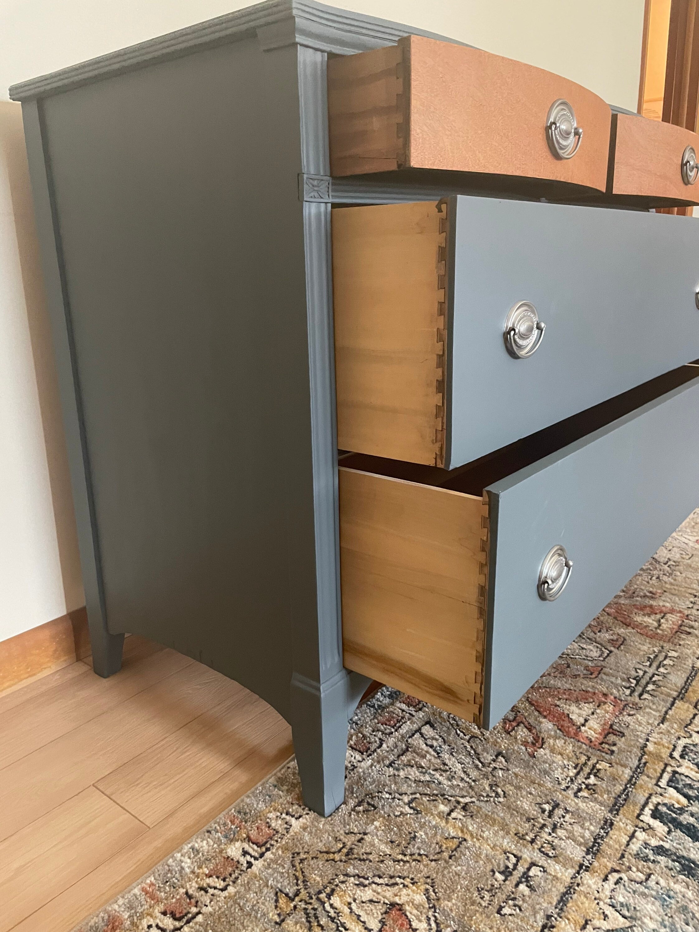 Vintage Slate Blue Mahogany Dresser: Federal Style, Refinished - Etsy