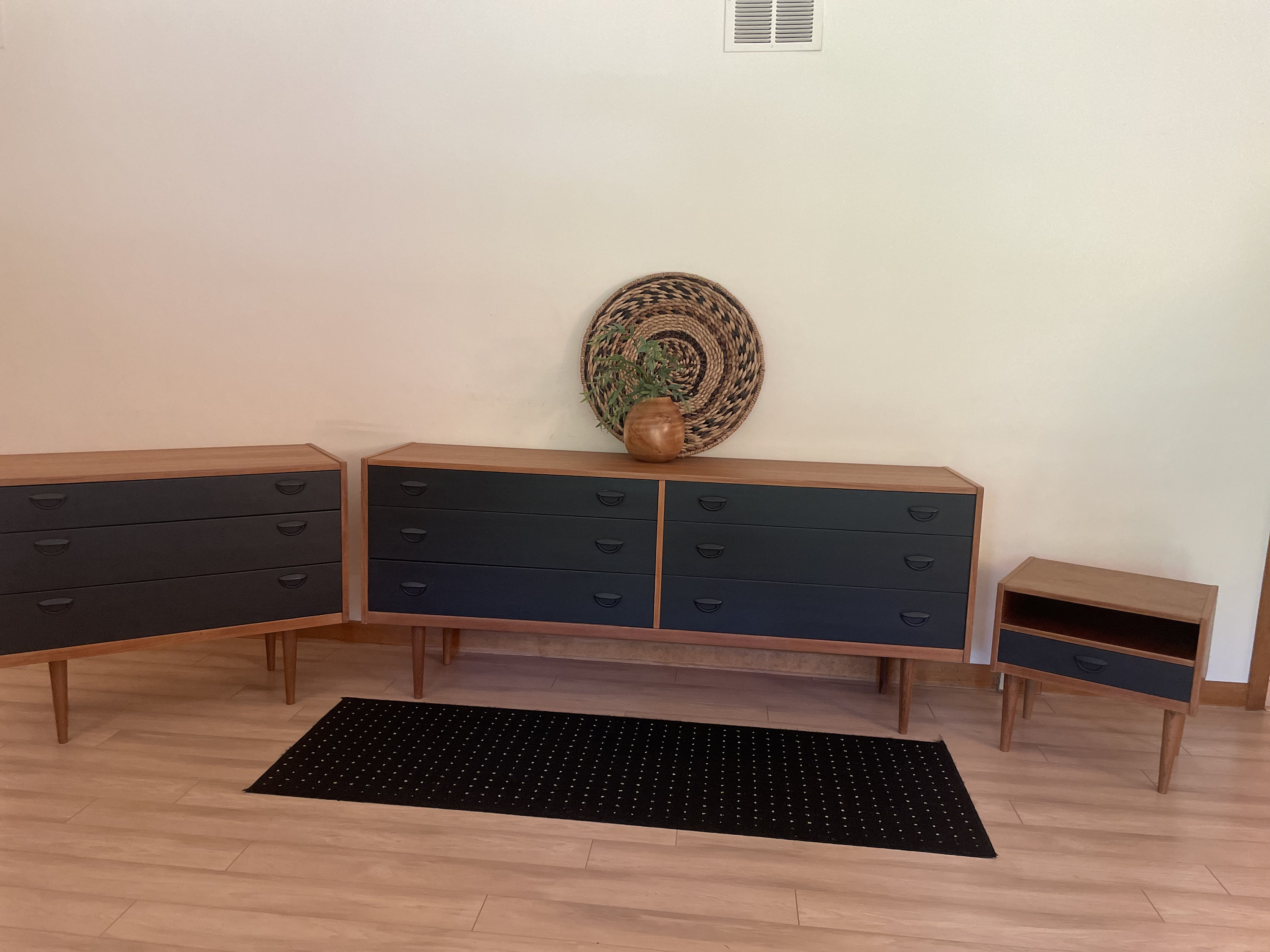 Mid Century Modern 3 Piece Set MCM Dresser and Nightstand Set 3 Piece ...