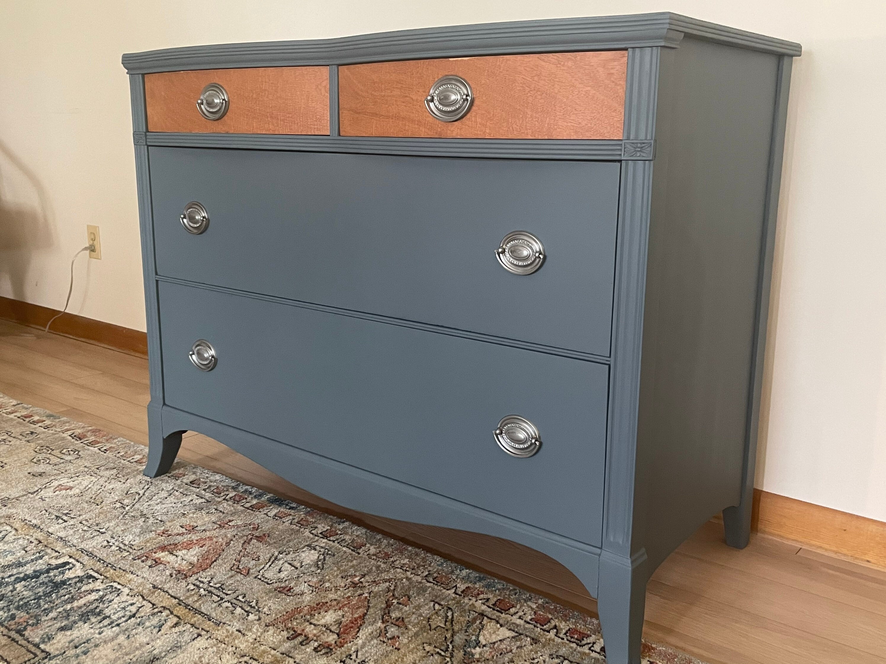 Vintage Slate Blue Mahogany Dresser: Federal Style, Refinished - Etsy