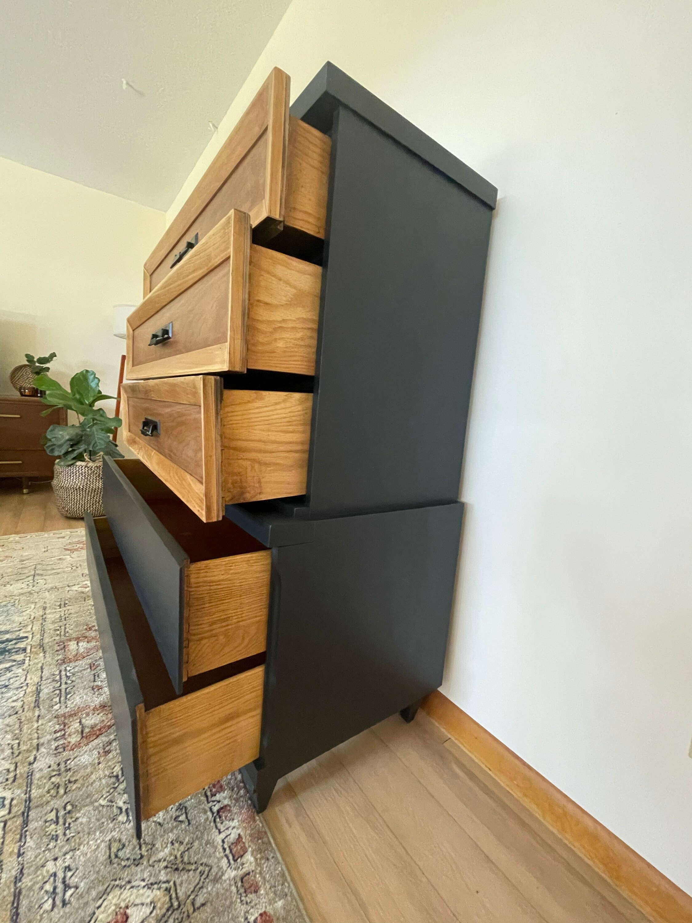 Mid Century Modern Dresser // Modern Black and Walnut MCM Tallboy ...