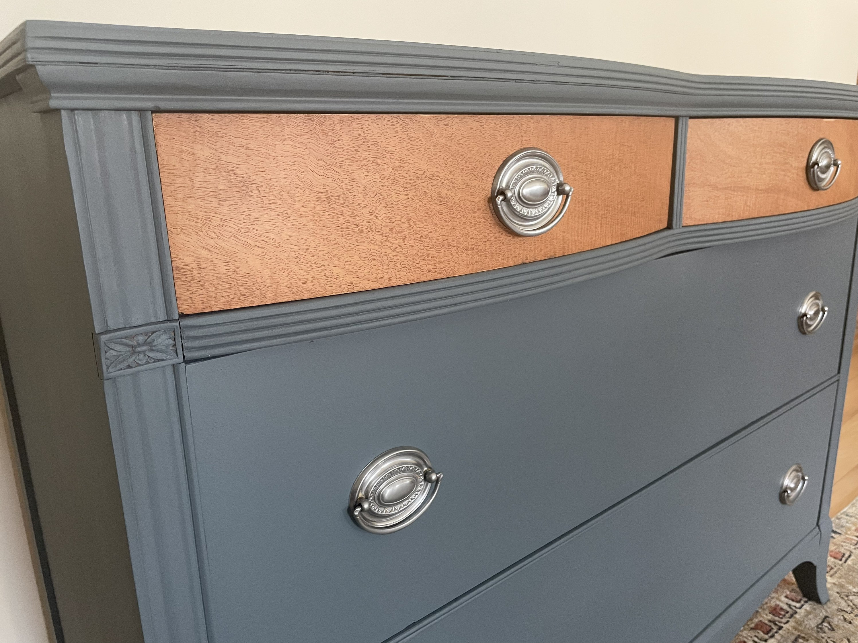 Vintage Slate Blue Mahogany Dresser: Federal Style, Refinished - Etsy