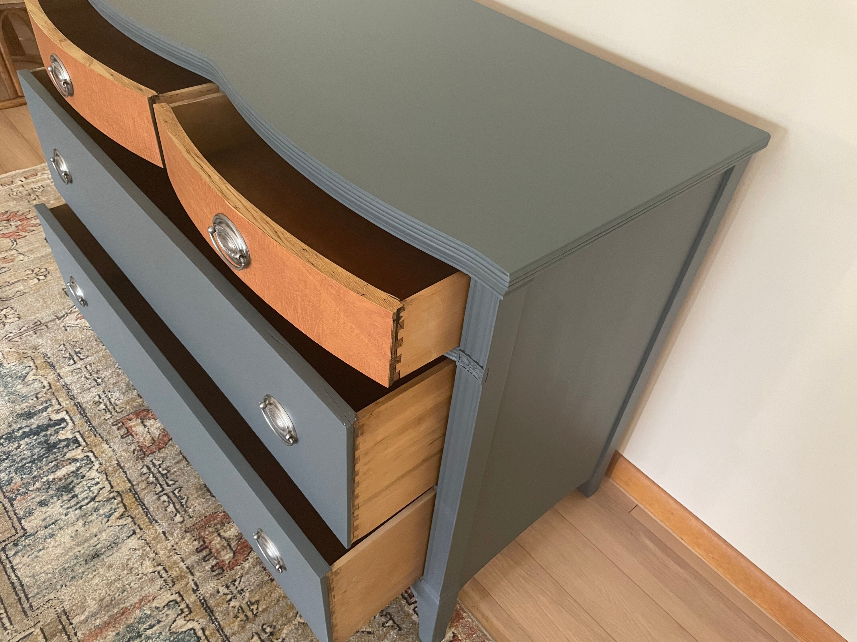 Vintage Slate Blue Mahogany Dresser: Federal Style, Refinished - Etsy
