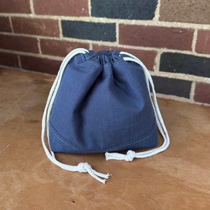Blue Drawstring Project Bag Small Knitting, Crochet Bag Yarn Storage ...
