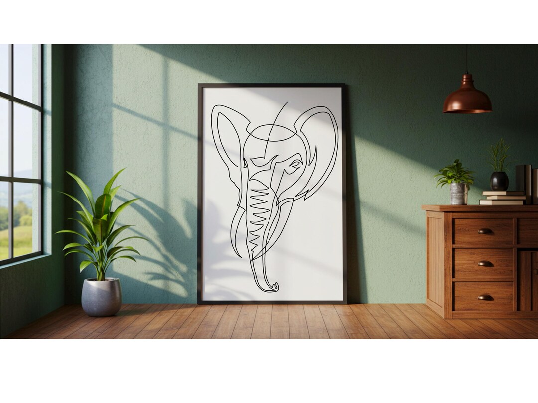 Elephant Print | Minimalistic Print | Single Line Print | Minimal Art ...