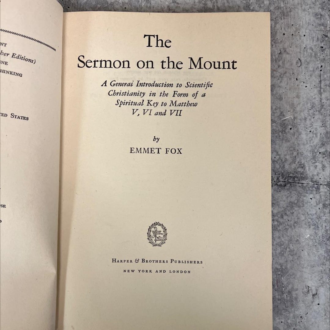 The Sermon on the Mount Book, by Emmet Fox, 1938 Hardcover, Vintage ...