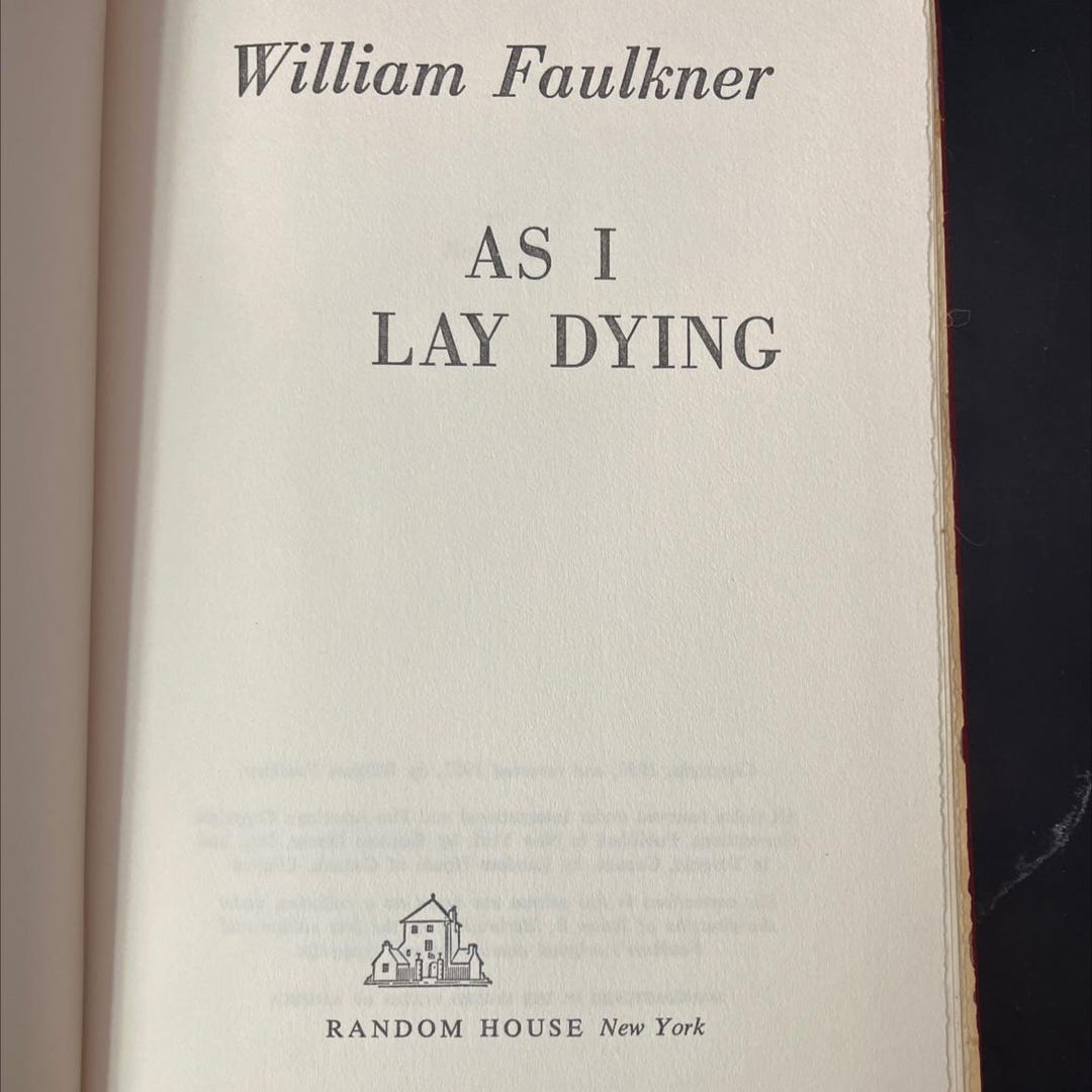 As I Lay Dying Book, by William Faulkner, 1957 Hardcover, Vintage 3R6S ...