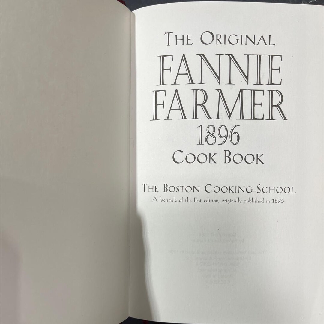 The Original Fannie Farmer 1896 Cook Book the Boston Cooking-school ...