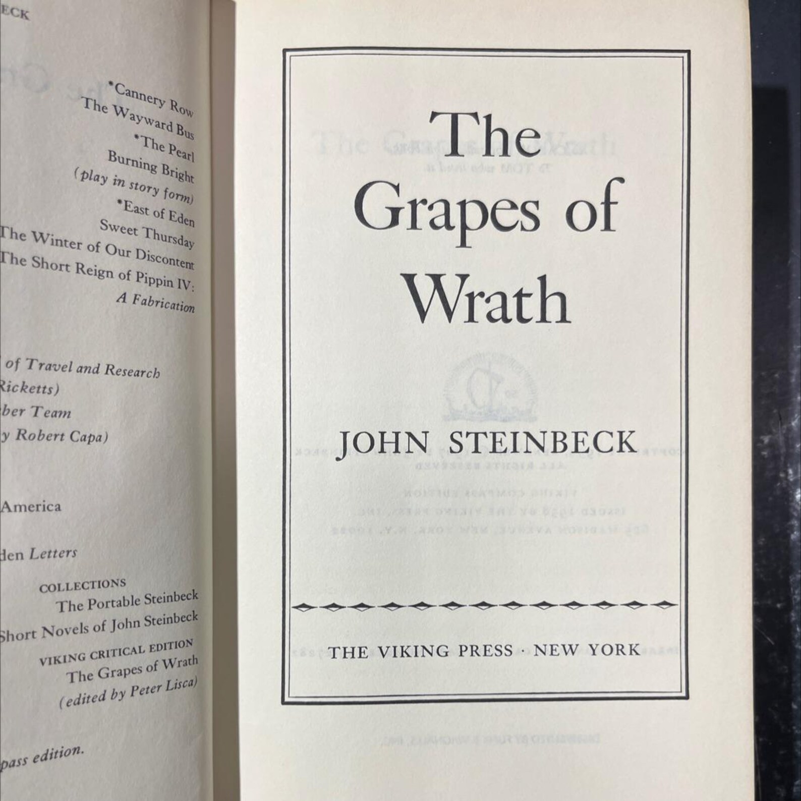 The Grapes of Wrath Book, by John Steinbeck, 1967 Hardcover RARE-R69-B8 ...