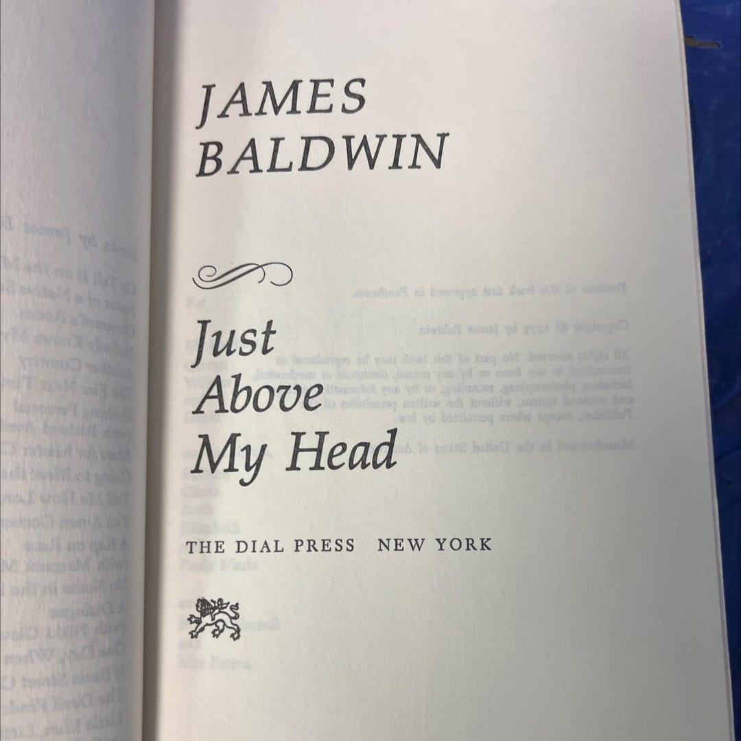 Just Above My Head Book, by James Baldwin, 1979 Hardcover 1R5S_38 - Etsy