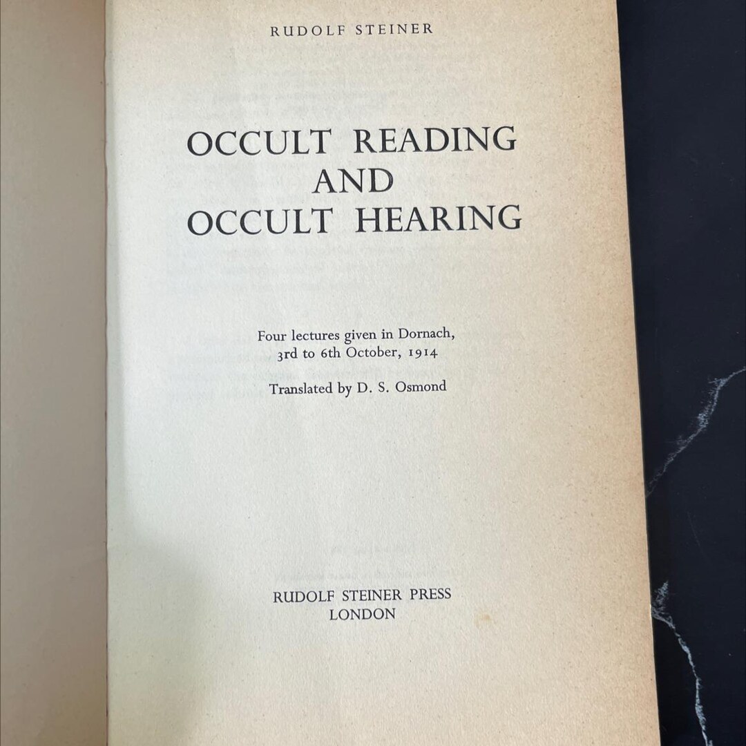 Rudolf Steiner Occult Reading and Occult Hearing Book, by Rudolf ...