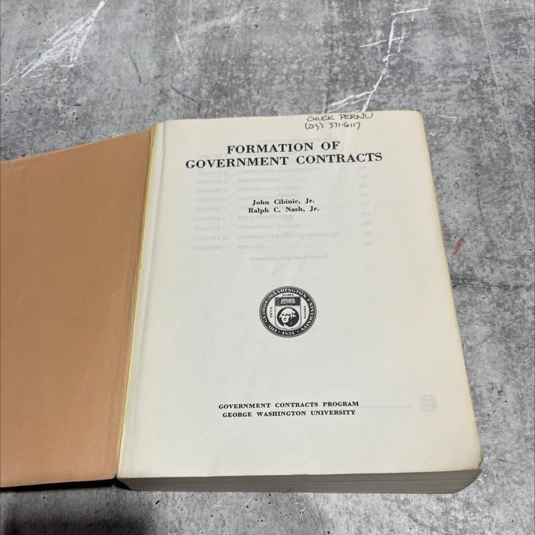 Formation of Government Contracts Book, by John Cibinic, Jr., Ralph C ...