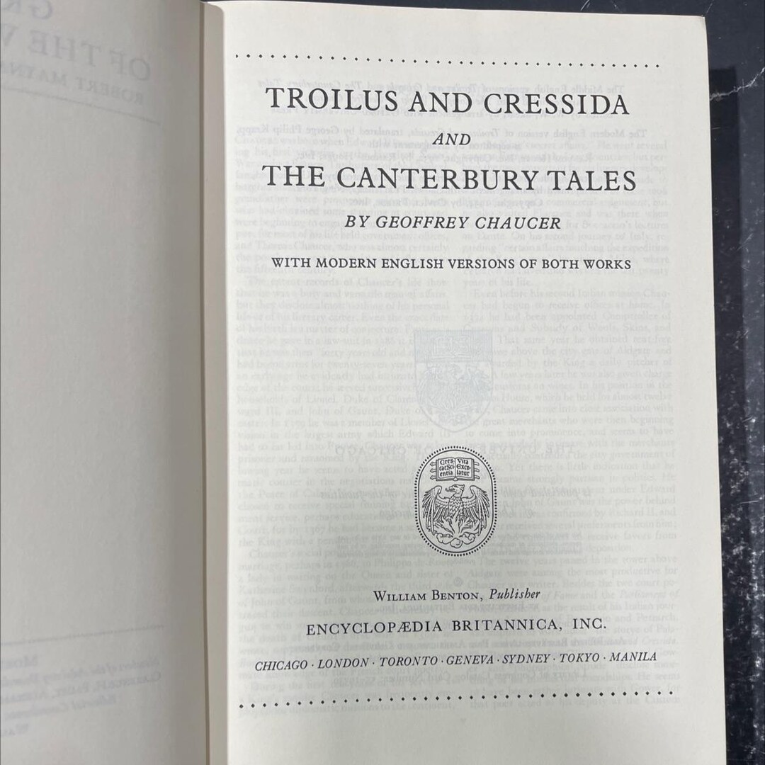 Troilus and Cressida and the Canterbury Tales Book, by Geoffrey Chaucer ...