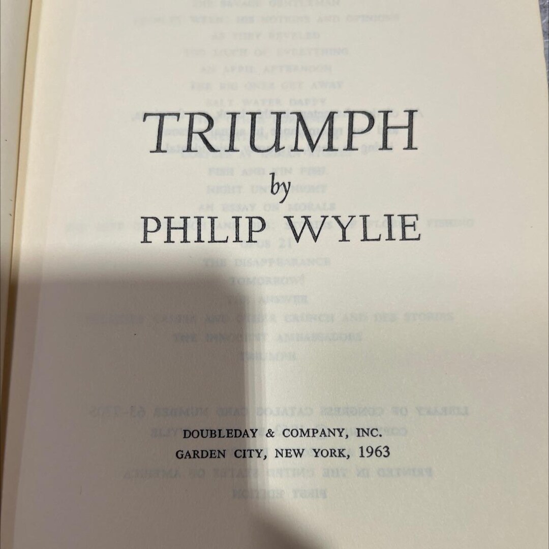 Triumph Book, by Philip Wylie, 1963 Hardcover RARE-R69-B8-D_15 - Etsy