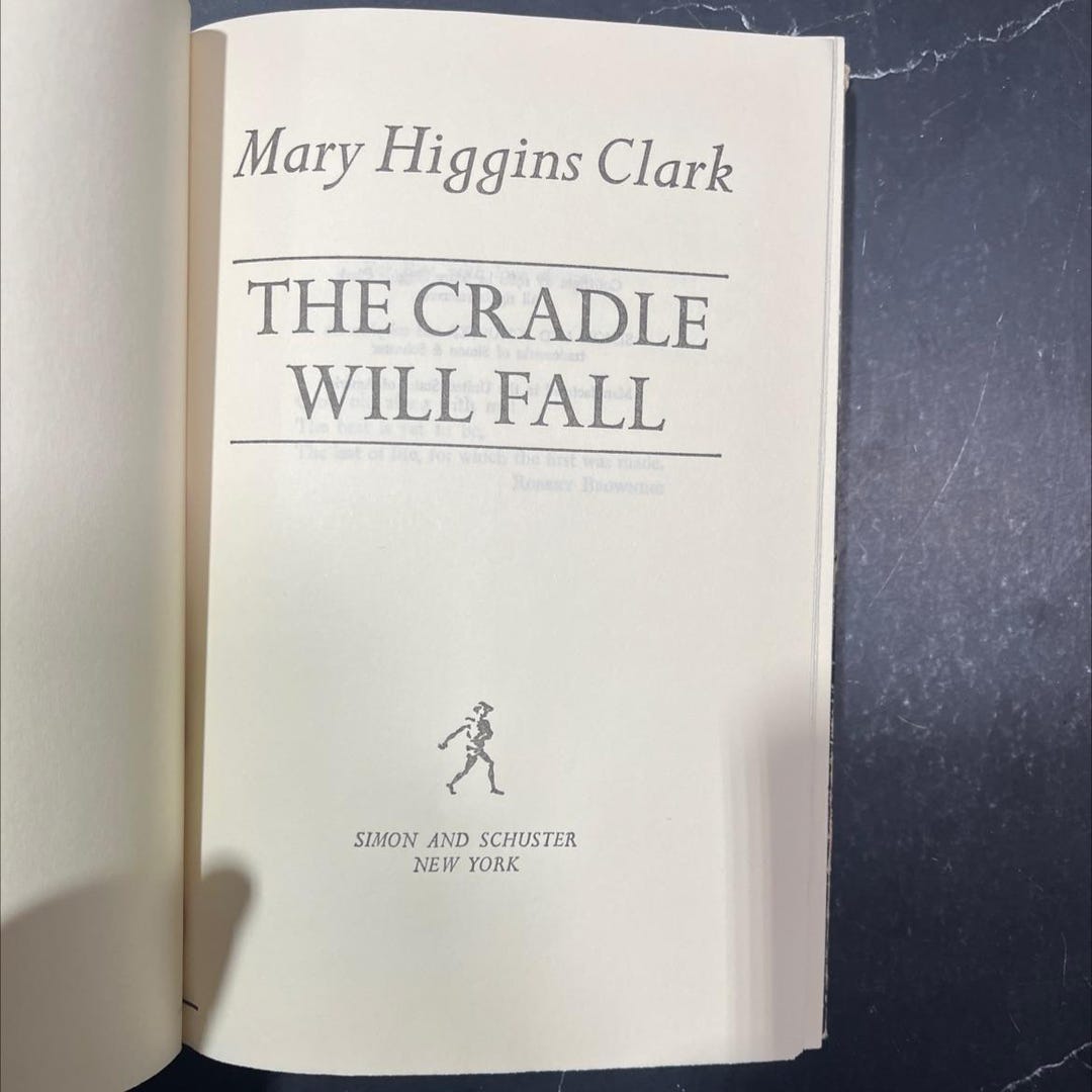 The Cradle Will Fall Book, by Mary Higgins Clark, 1980 Hardcover RARE ...