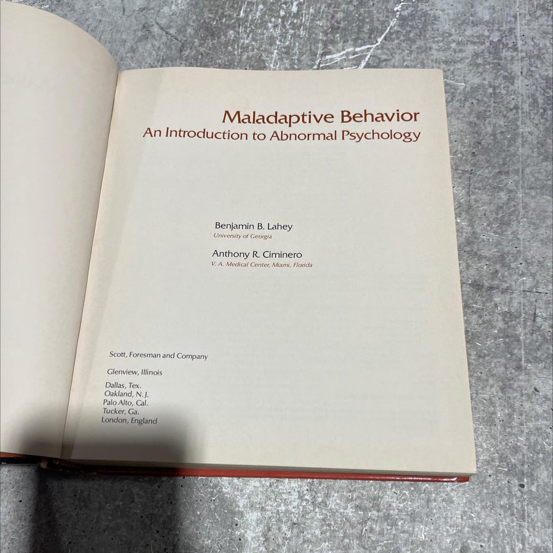 Maladaptive Behavior Book, by Benjamin B. Lahey, Anthony R. Ciminero ...