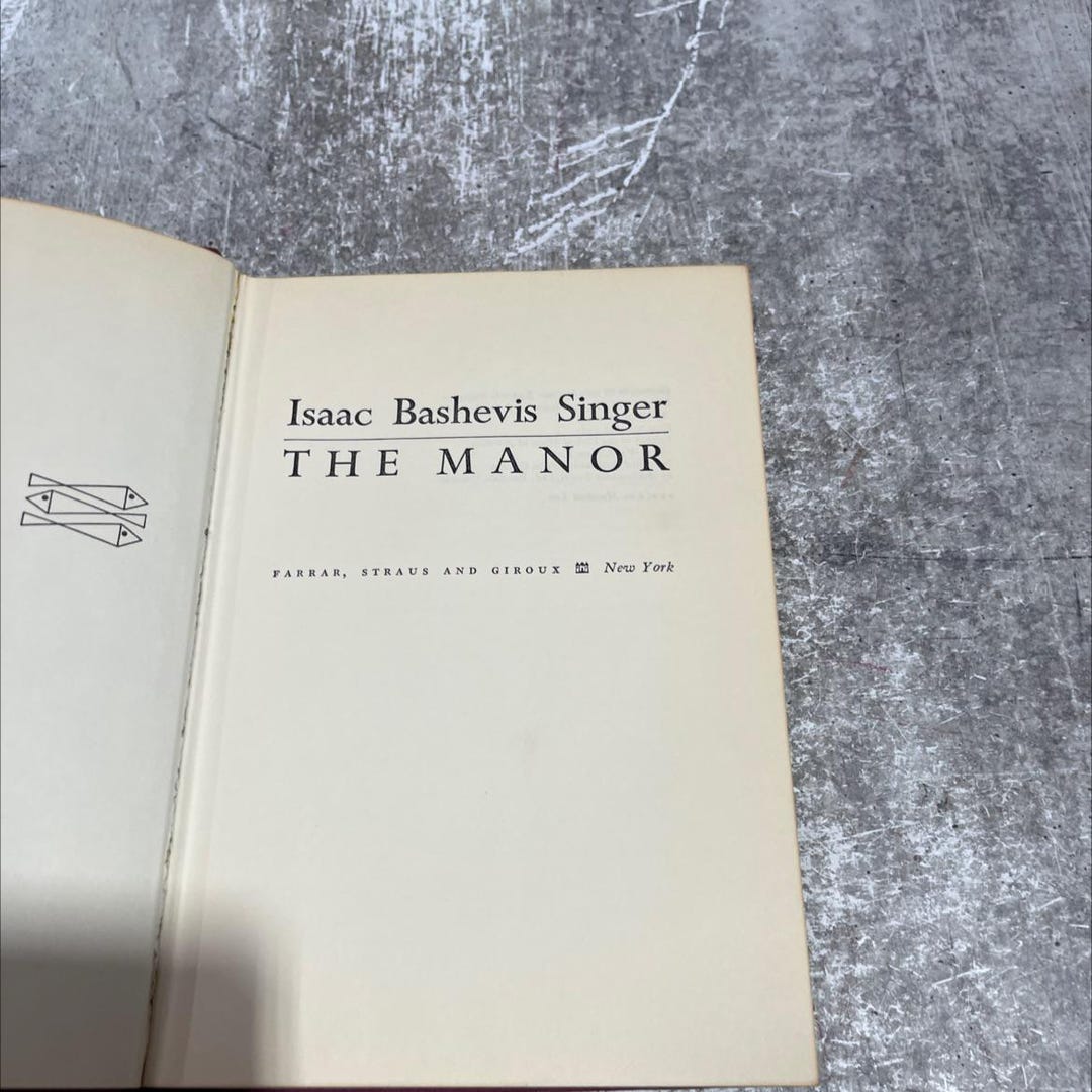 The Manor Book, by Isaac Bashevis Singer, 1967 Hardcover RARE-R64-B7-B ...