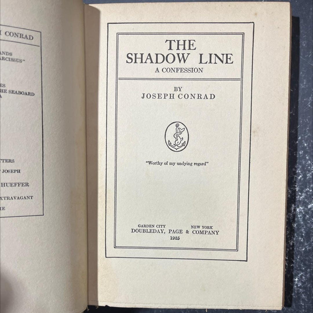 The Shadow Line a Confession Book, by Joseph Conrad, 1925 Hardcover ...
