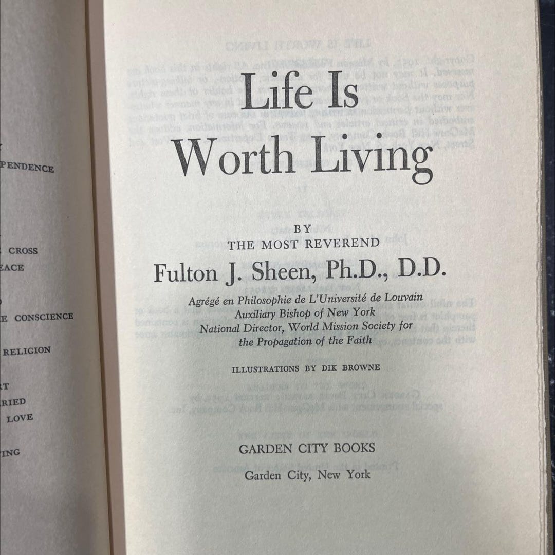 Pendence Life is Worth Living Book, by Fulton J. Sheen, 1953 Hardcover ...