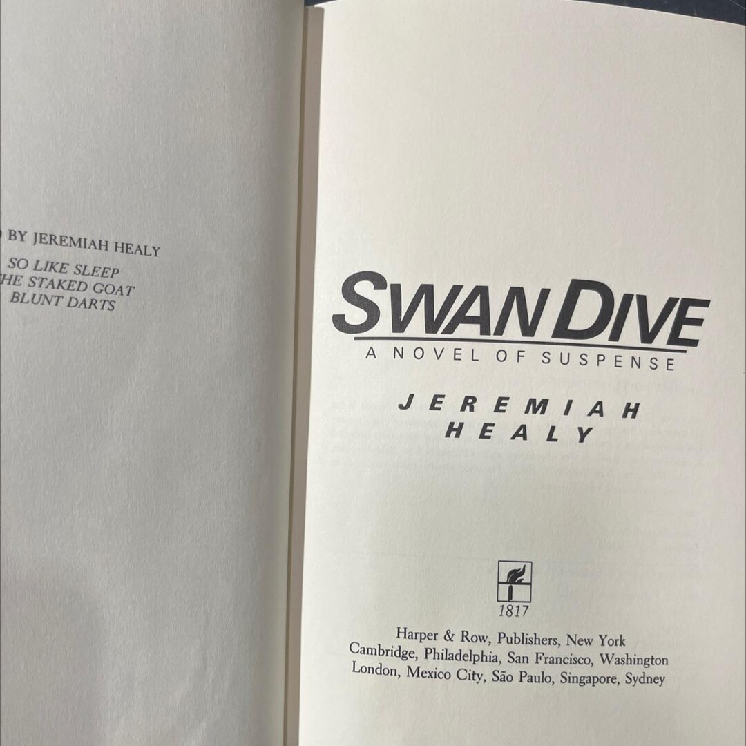 Swan Dive Book, by Jeremiah Healy, 1988 Hardcover RARE-R68-B10-C_46 - Etsy
