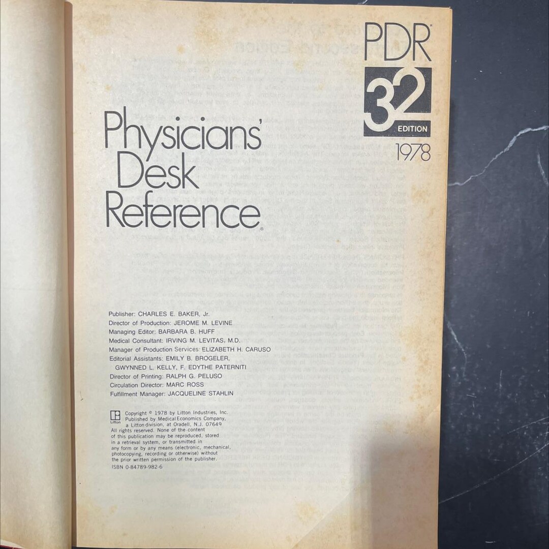 Physicians Desk Reference Pdr 32 Edition Book, by Unknown, 1978 ...
