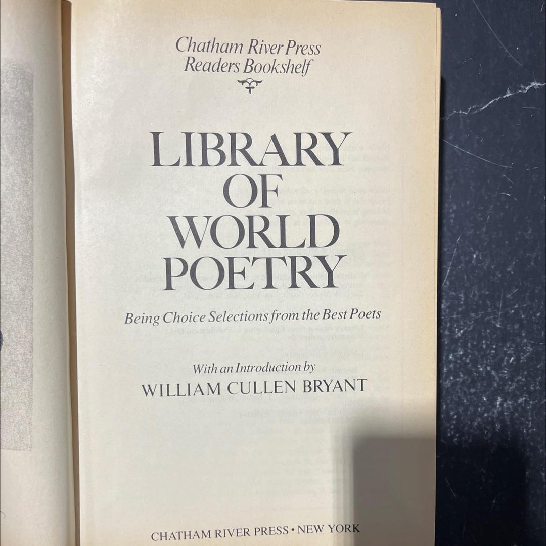 Library of World Poetry Book, by William Cullen Bryant, 1984 Leather ...