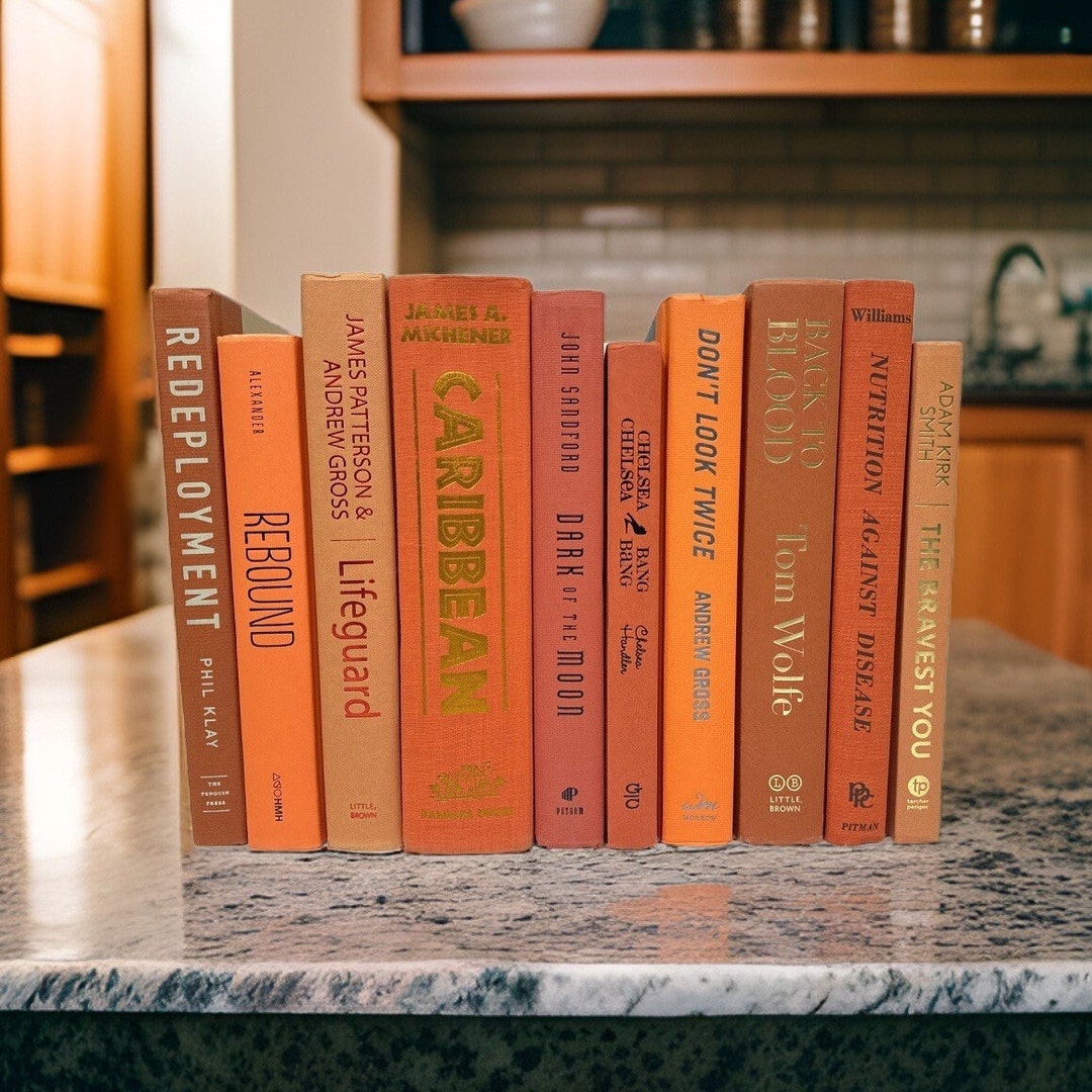 Orange Books by the Foot - Etsy