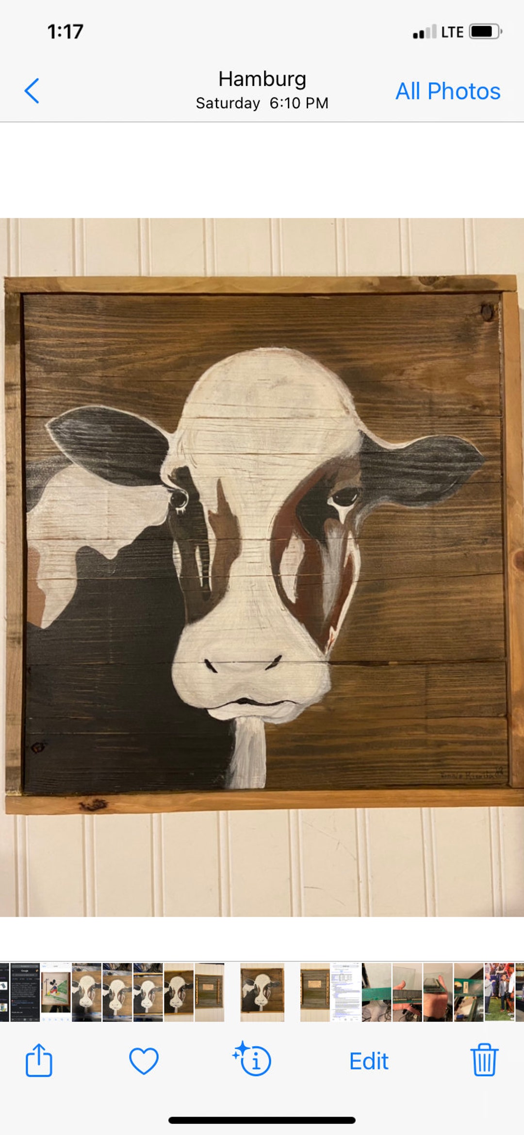 Wooden Cow Sign, Approximately 14” X 15” Rustic Wooden Cow Painting ...