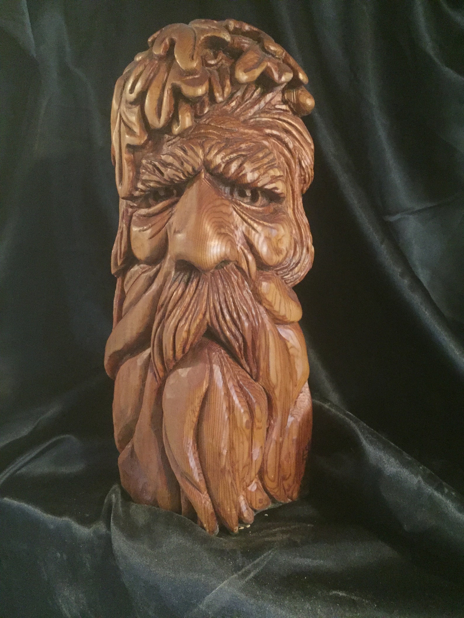 Wood Carved Wizard, Oak Leaf Wizard, Wood Sculpture - Etsy
