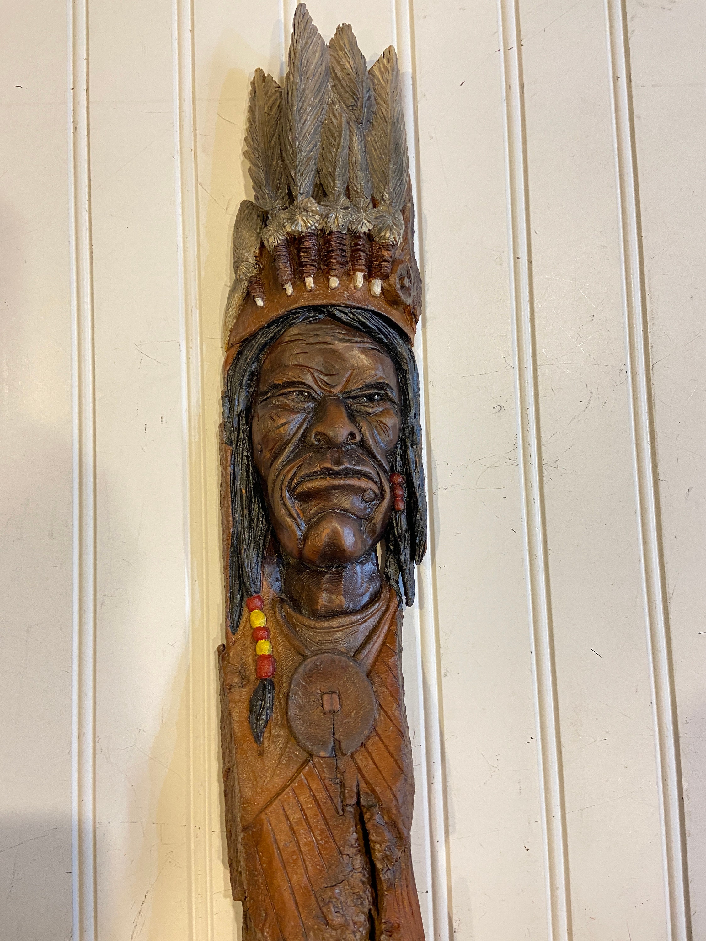 Native American Indian Bark-wood Carving, American Indian, Bark Carving ...