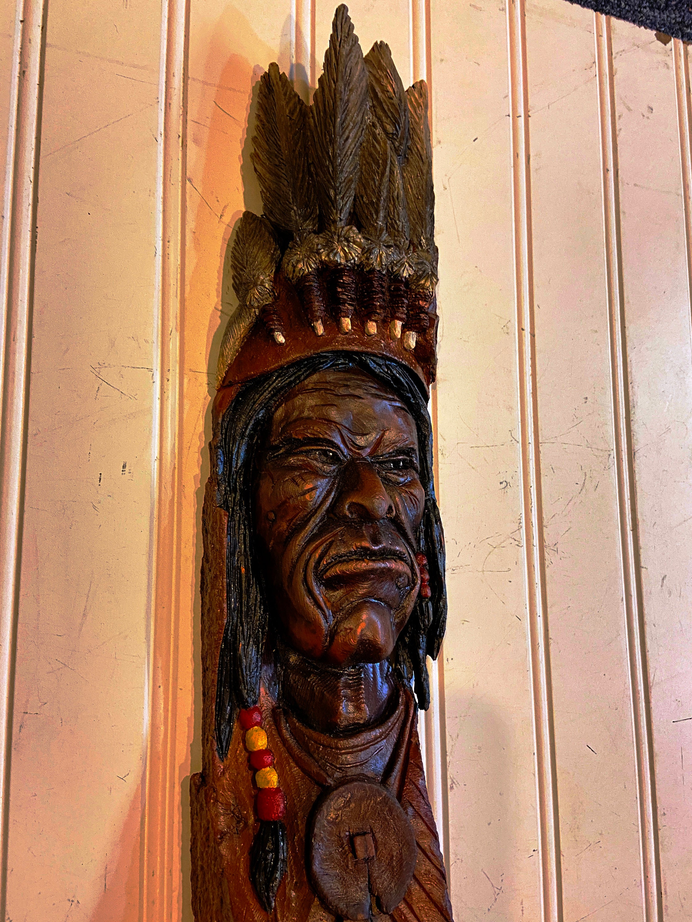 Native American Indian Bark-wood Carving, American Indian, Bark Carving ...