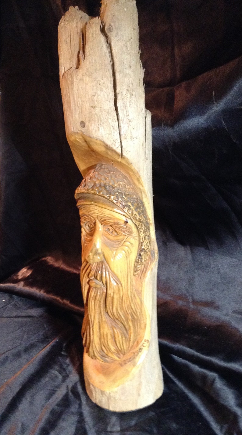Wood Carved Mountain Man Driftwood Log Sculpture - Etsy