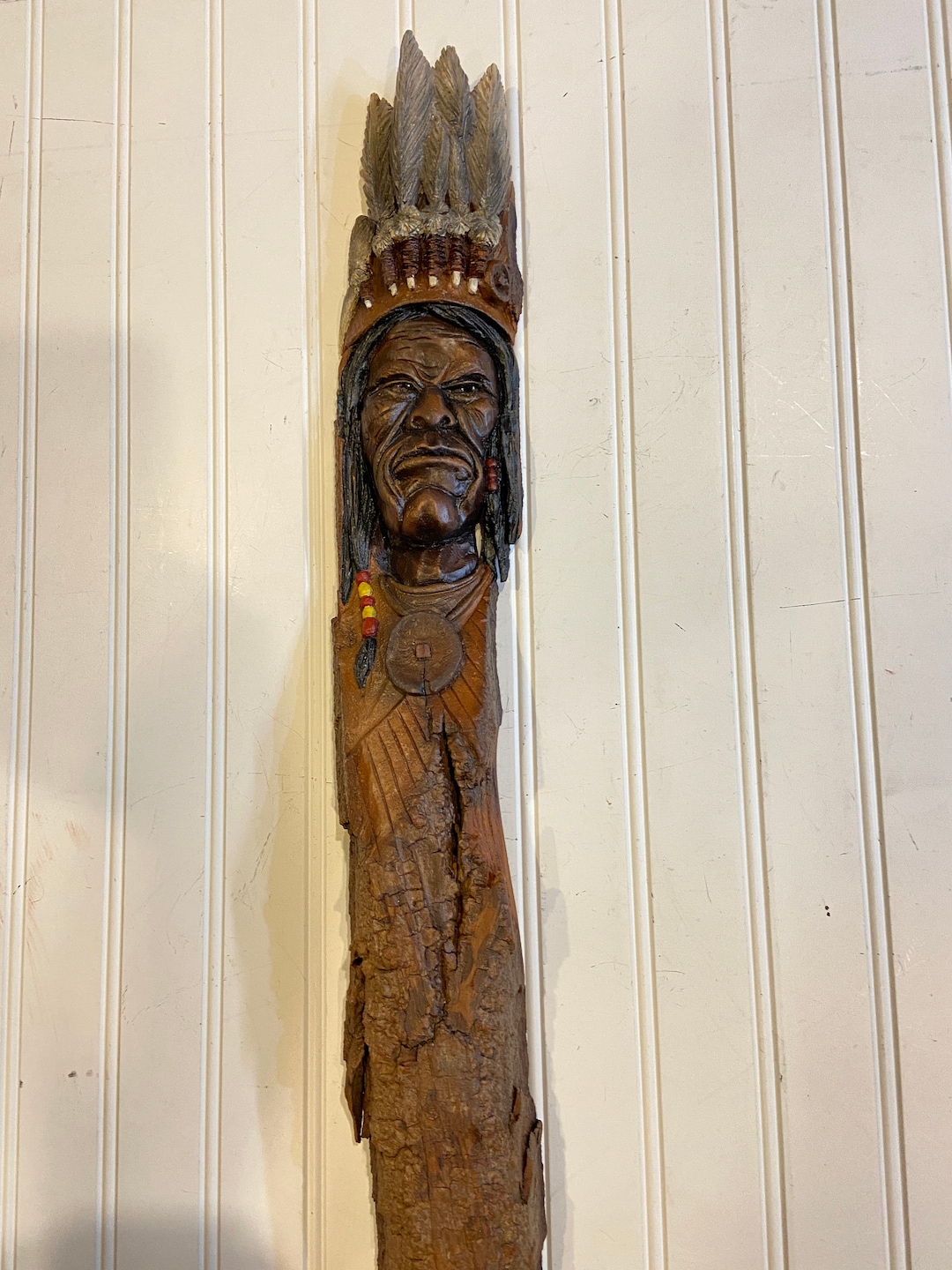 Native American Indian Bark-wood Carving, American Indian, Bark Carving ...