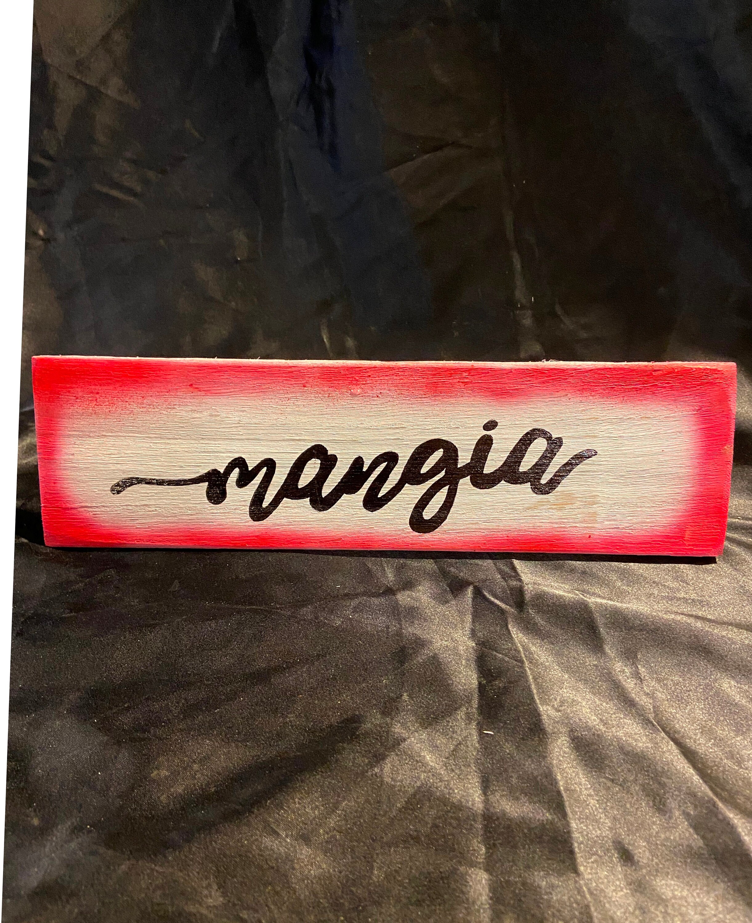 Mangia Wooden Sign, Farmhouse Wood Sign, Rustic Wood Sign, Hand-painted ...