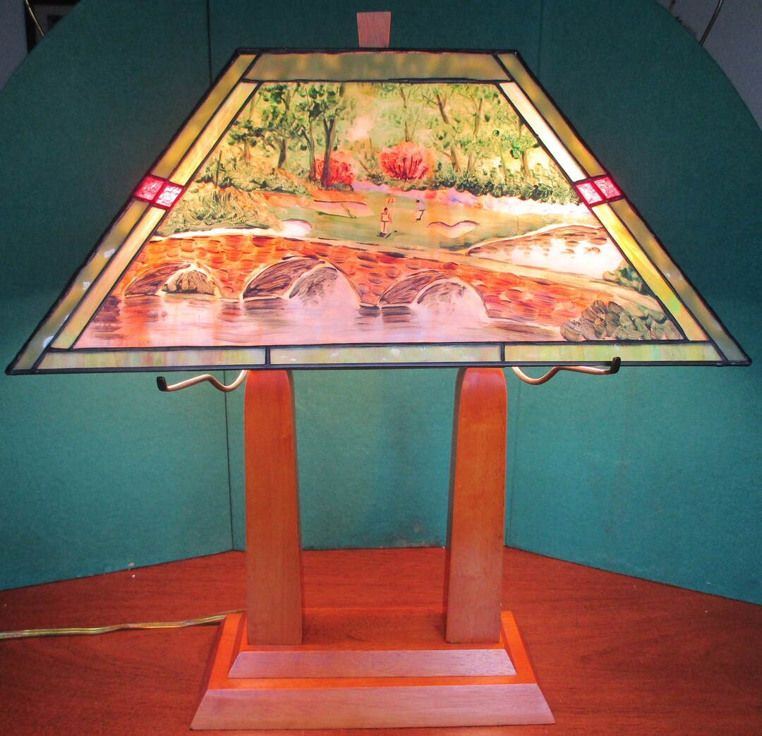Stained Glass Lamp Hand Painted Golf Themed Lamp Augusta National ...