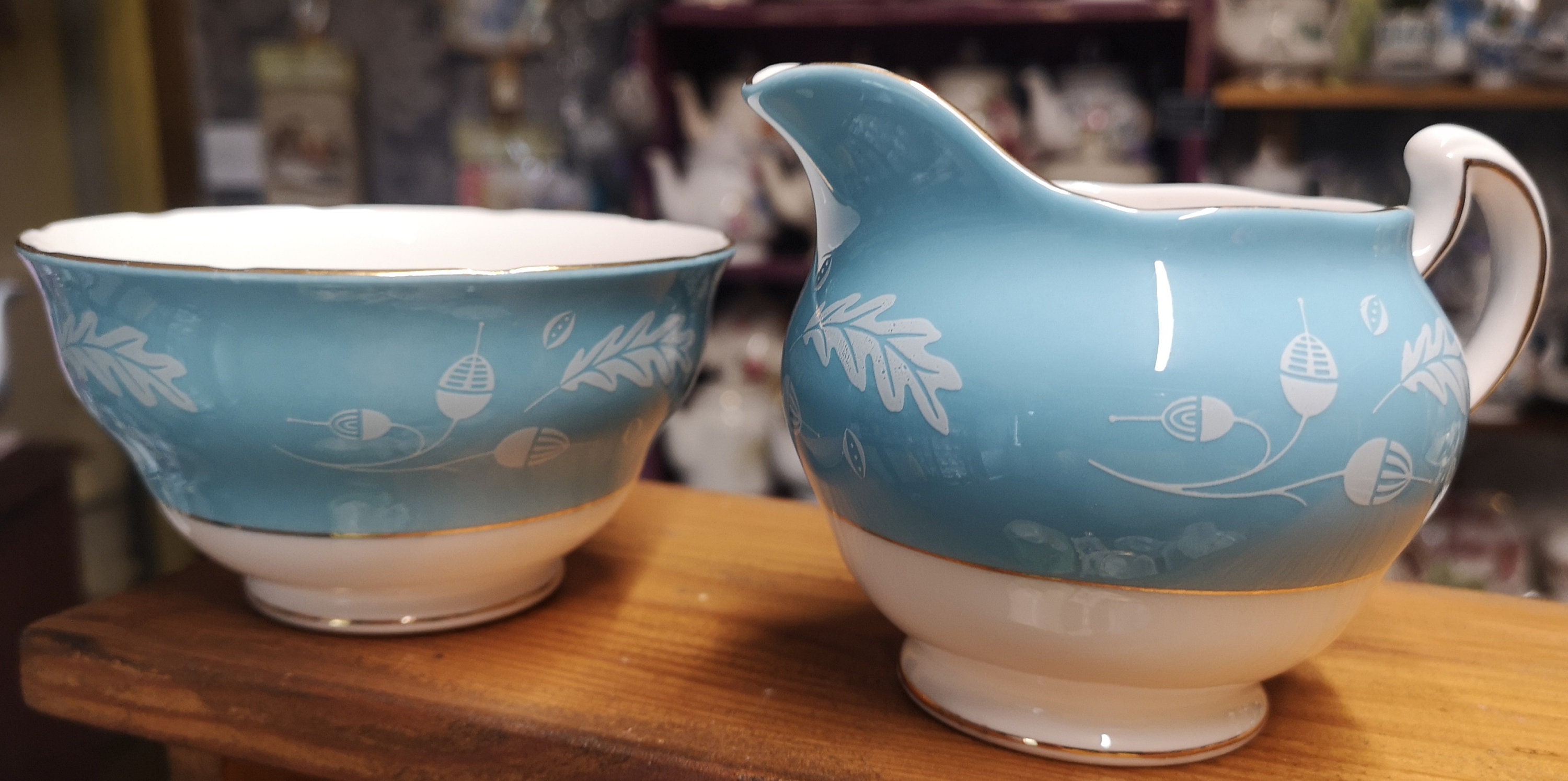 Colclough Blue Acorn sugar bowl and milk jug Colclough china - Etsy.de