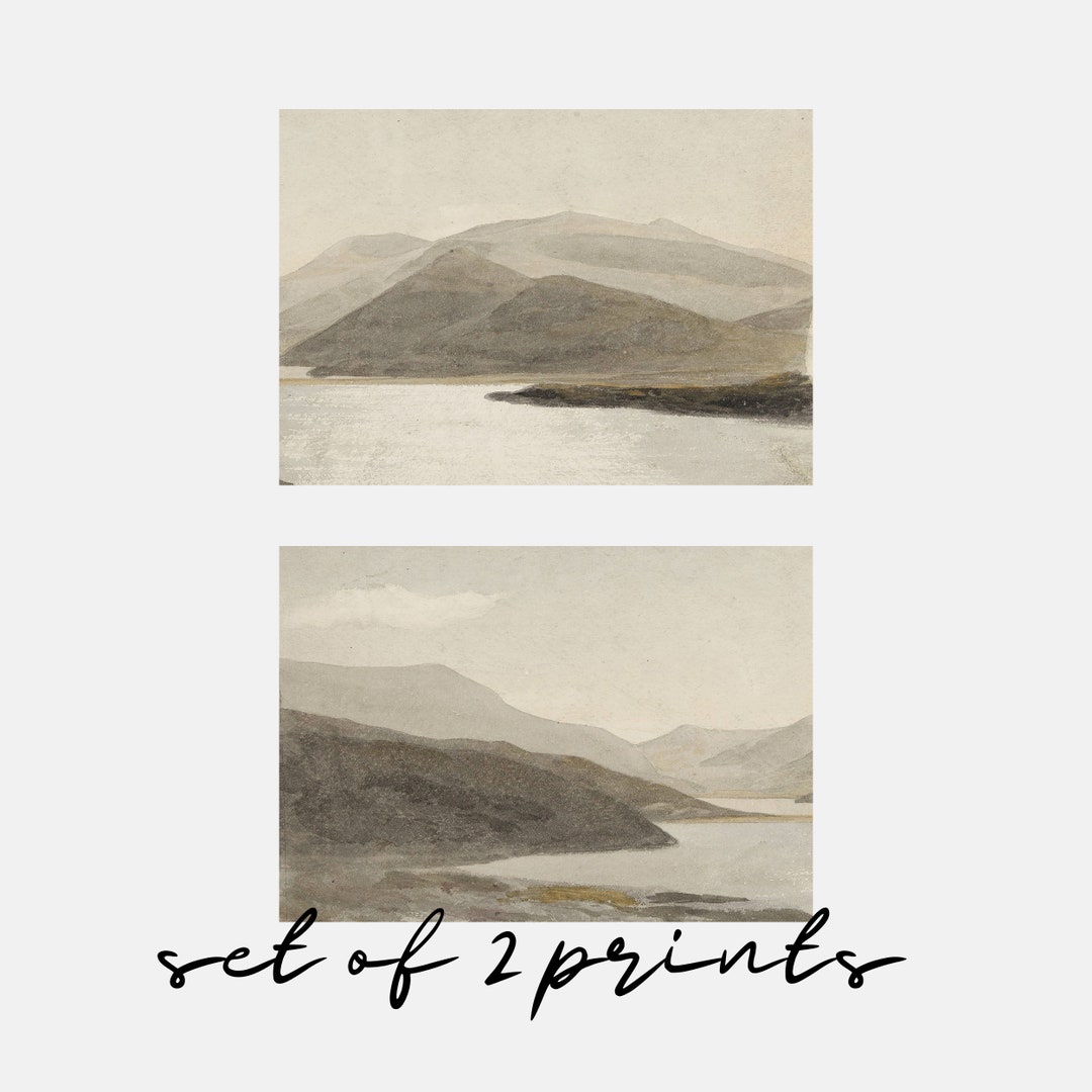 Set of 2 Mountain Art Prints, Instant Download, Printable Wall Art ...