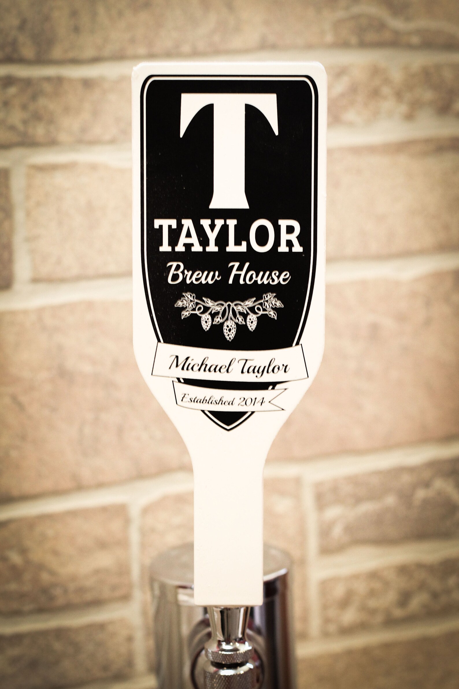 Custom Monogram & Name Tap Handle - Black or White - Etsy