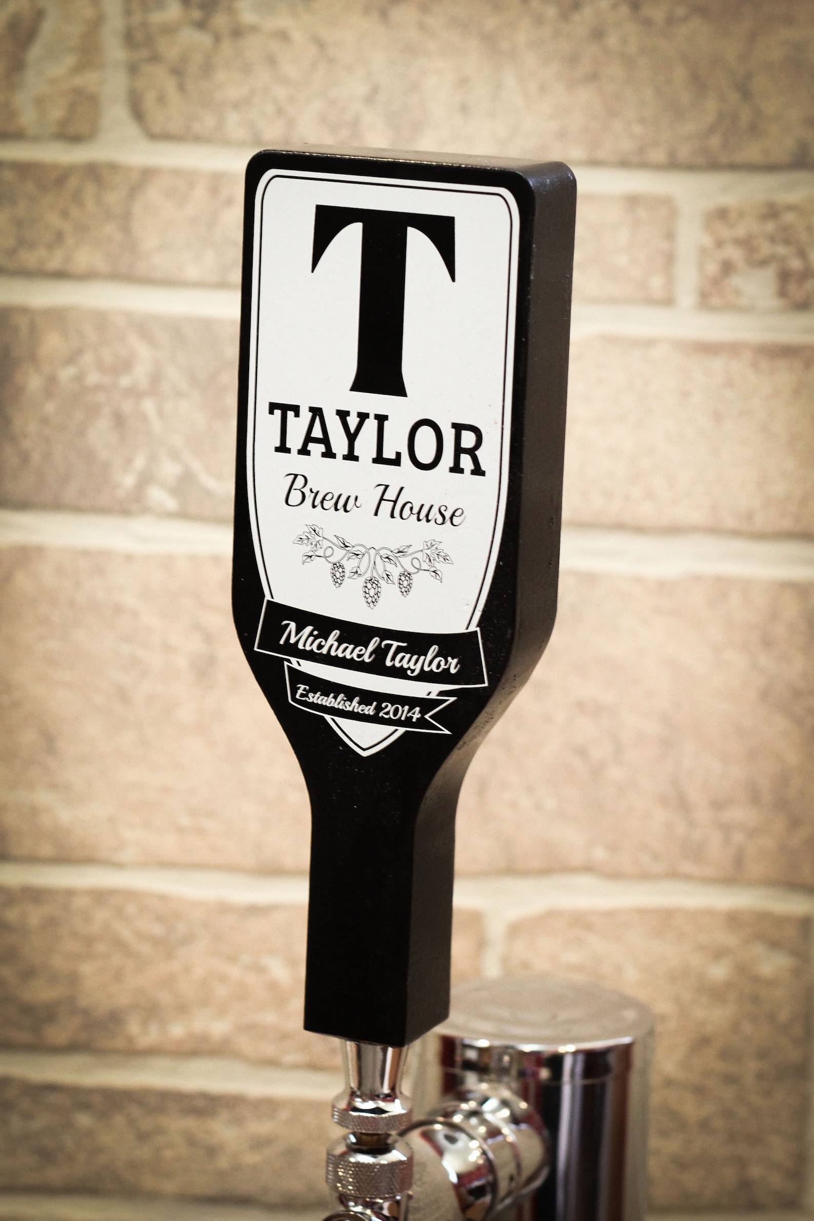 Custom Monogram & Name Tap Handle Black or White - Etsy