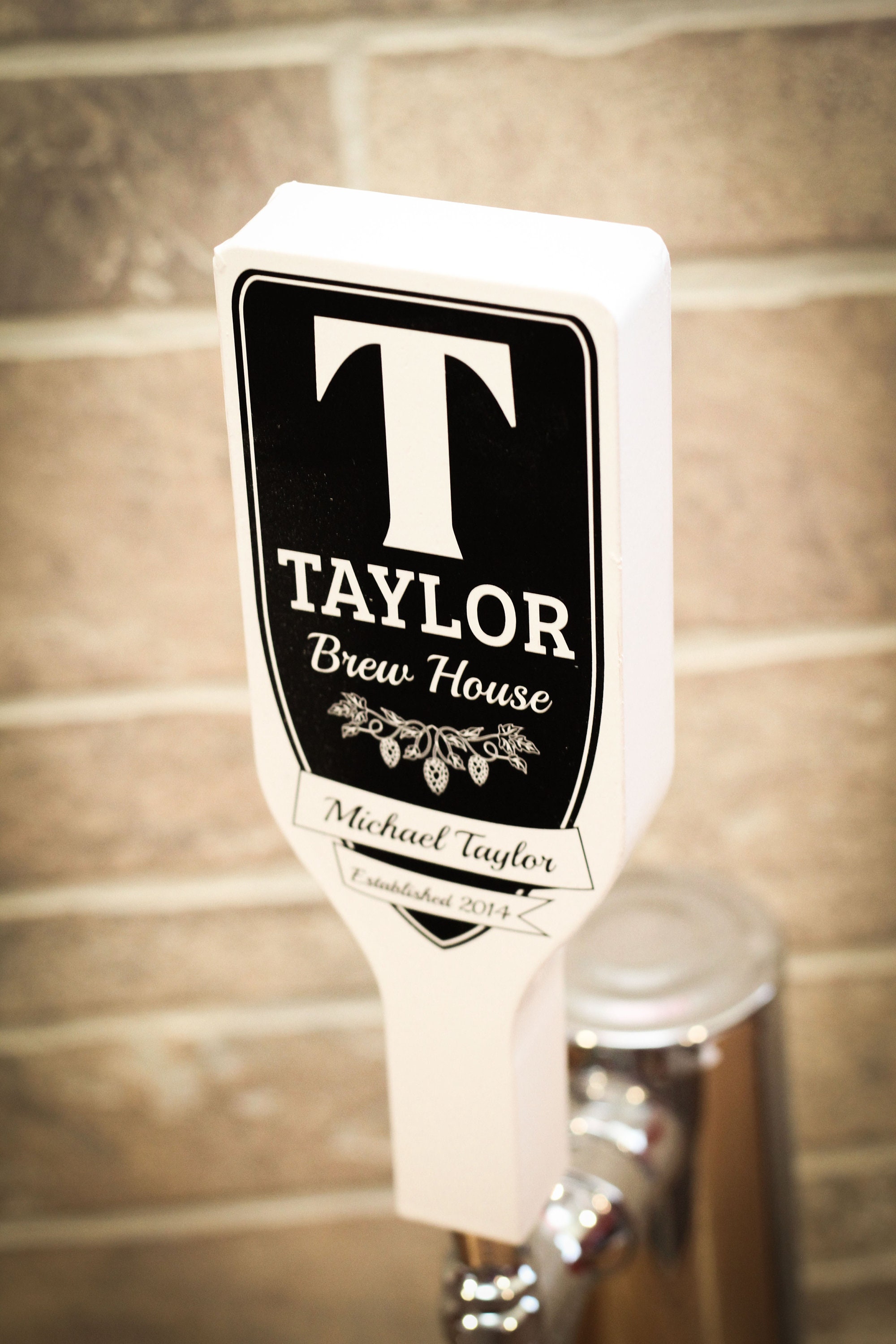 Custom Monogram & Name Tap Handle - Black or White - Etsy