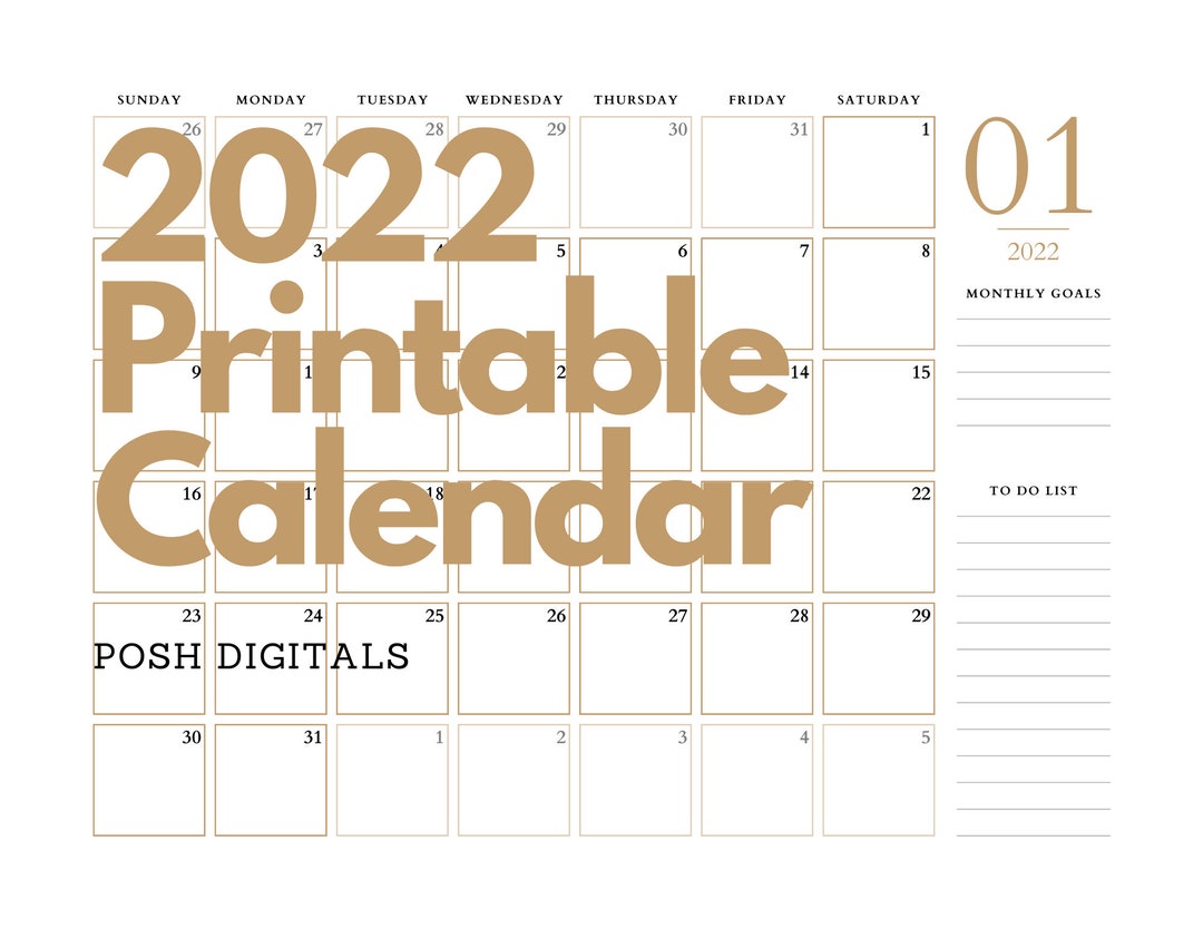 2022 Minimalist Calendar, Monthly Goals & to Do List, 11 X 8.5 In ...