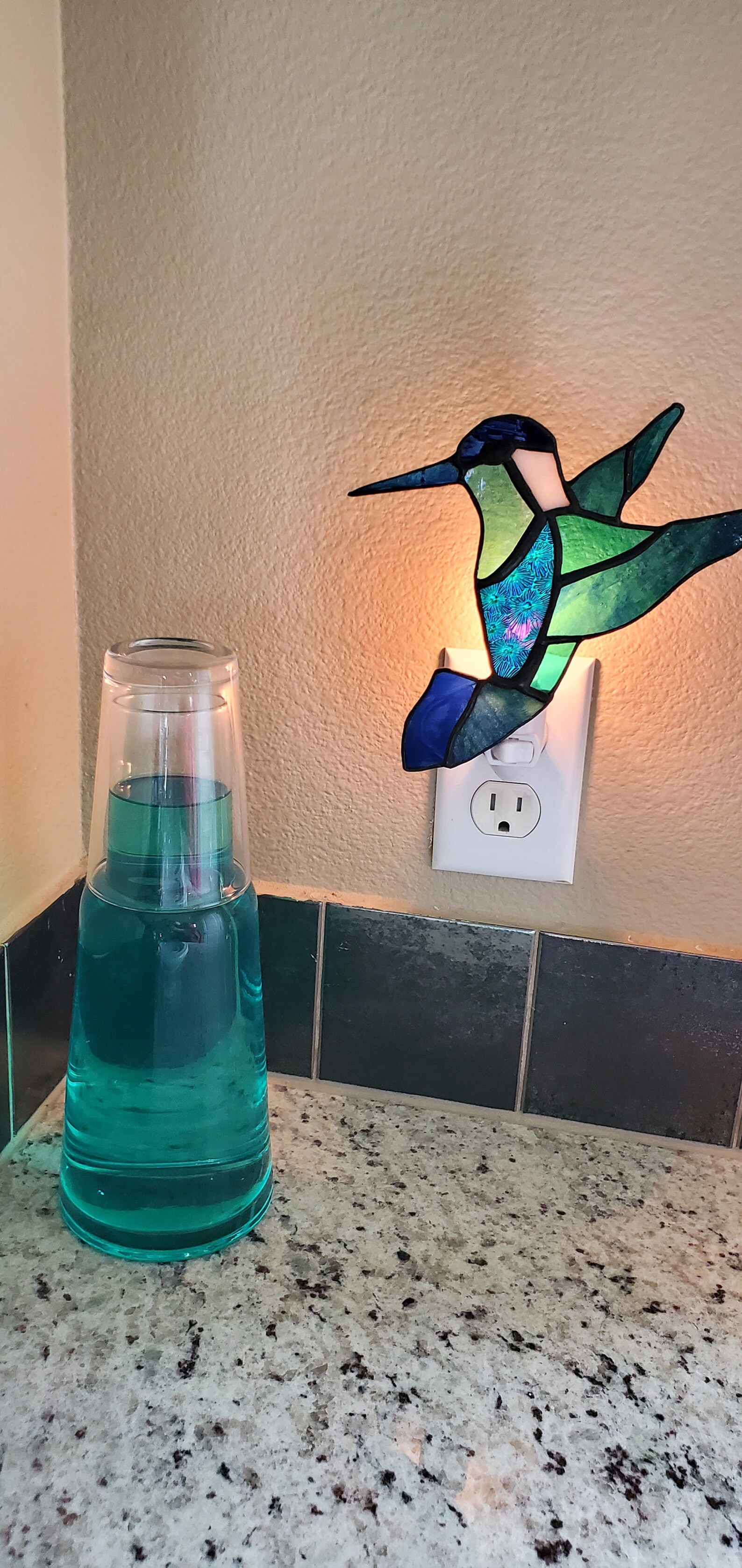 Hummingbird, Stained Glass, Nature Inspired Nightlight, Decorative Bird ...
