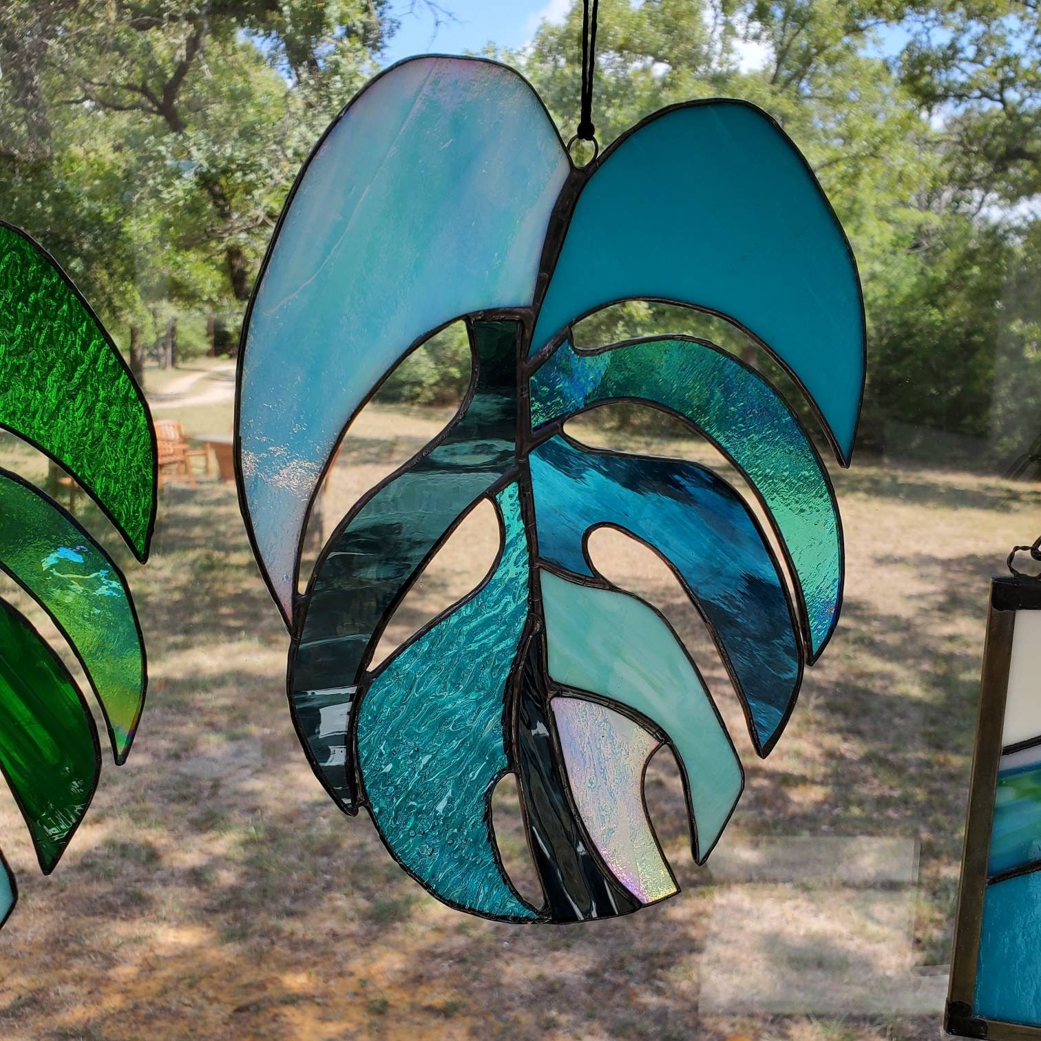 Tropical Leaf Window Art, Stained Glass, Monstera Leaf, Botanical Glass ...