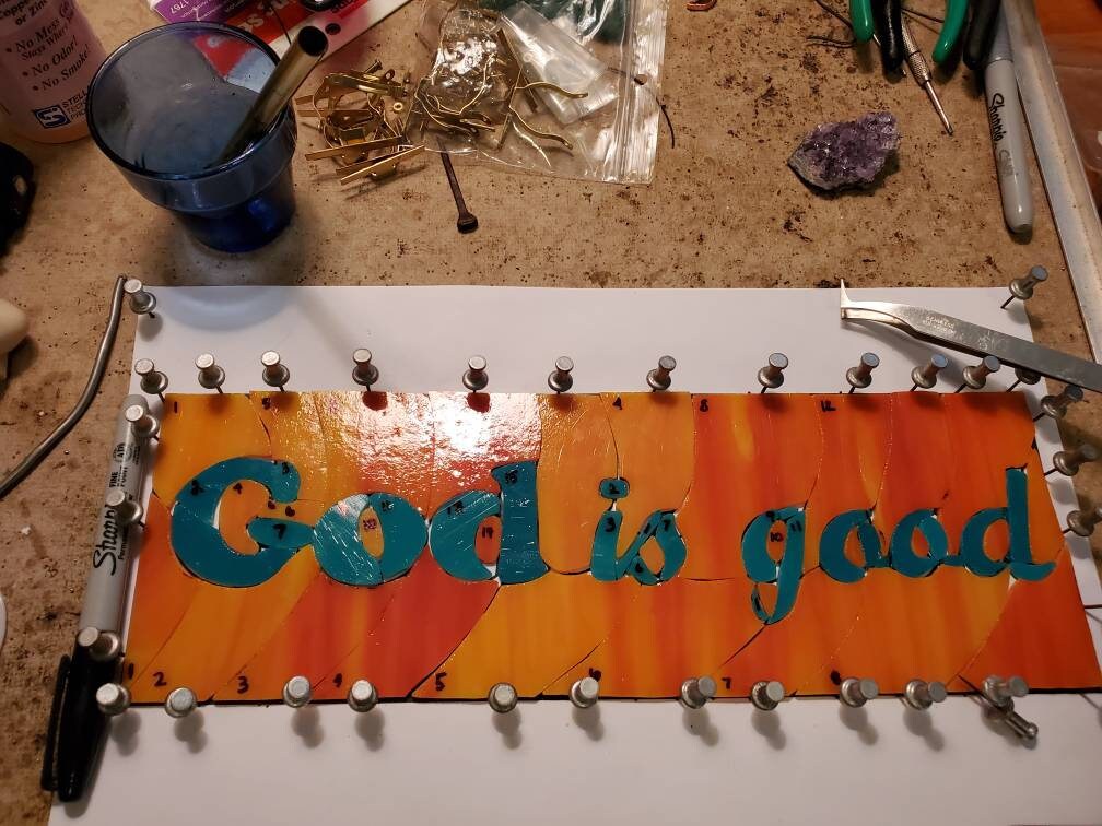 Stained Glass,god is Good Stained Glass Panel,spiritual Message,hanging ...